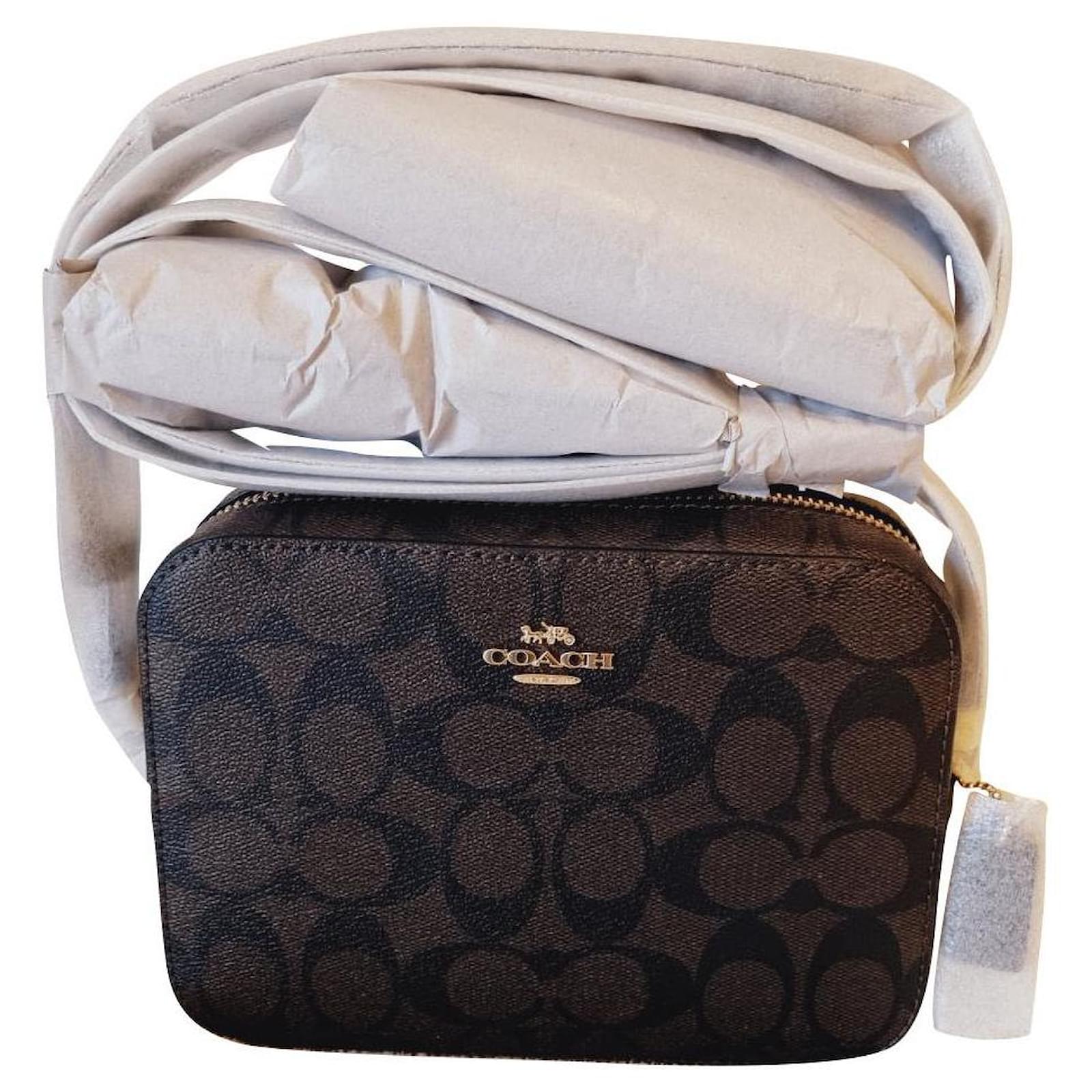 Coach Exclusive Canvas Mini Camera Bag Dark brown Cloth ref.495335 ...