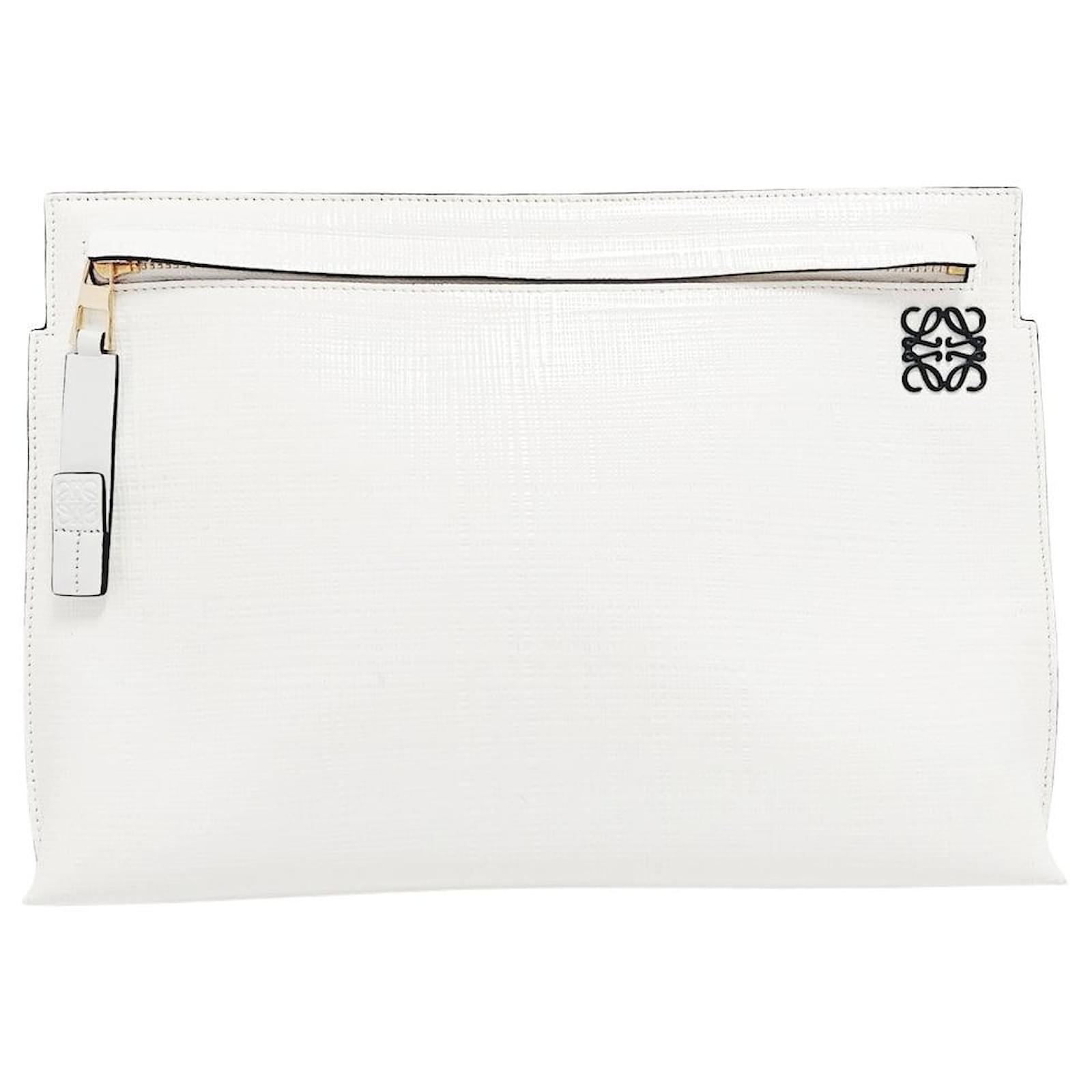 Loewe T pouch White Leather ref.497681 - Joli Closet