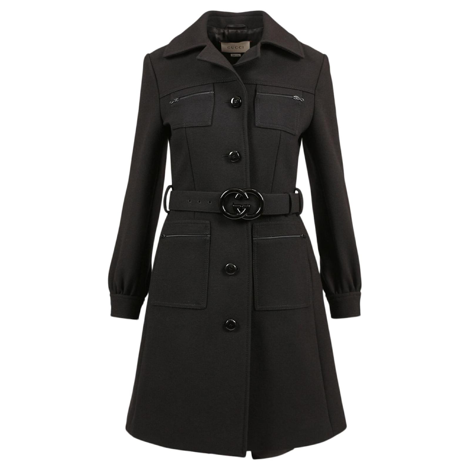 Gucci Chester Wool Coat Black ref.498949 - Joli Closet