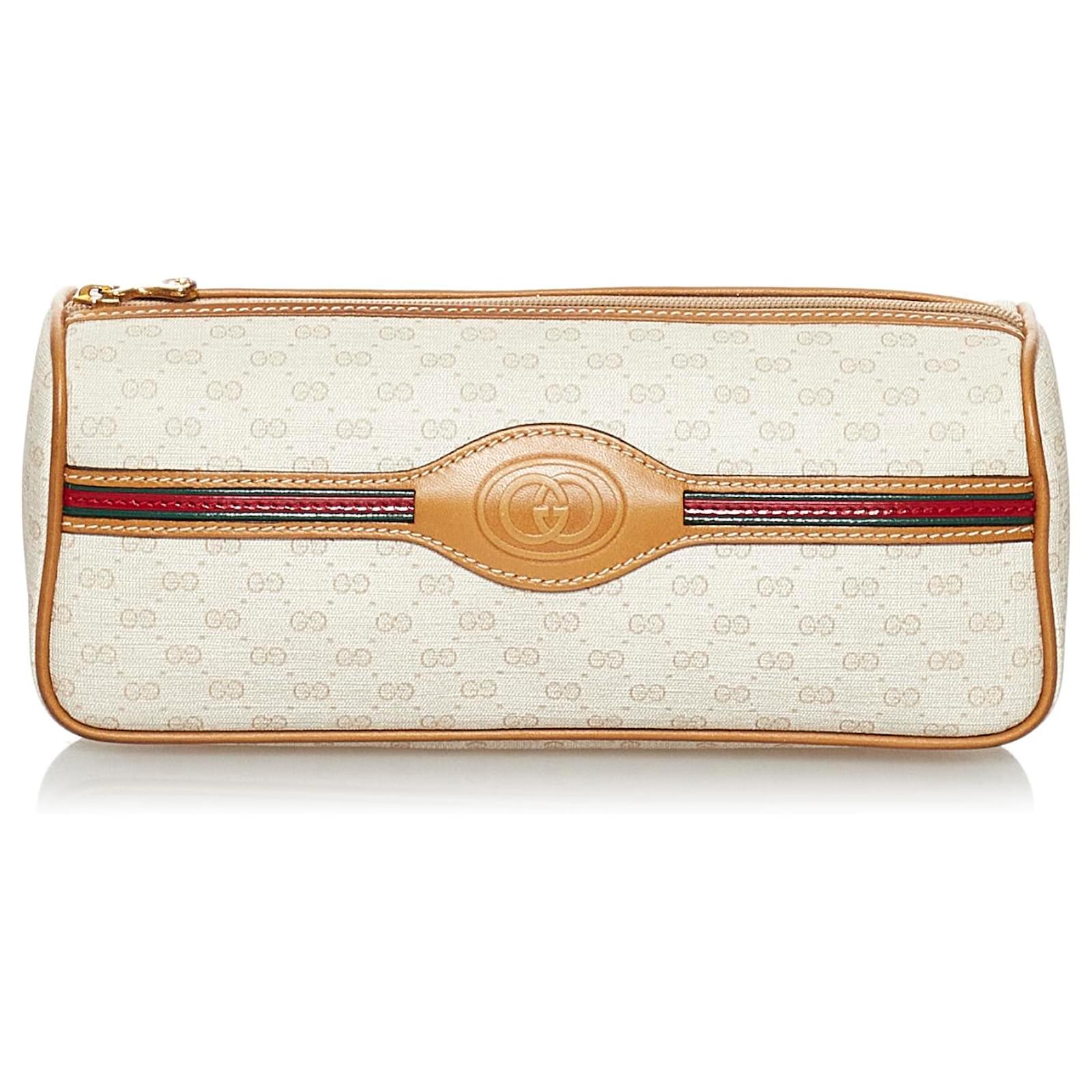 Astuccio cosmetico Gucci Micro GG Web bianco Multicolore Tela Panno ref ...