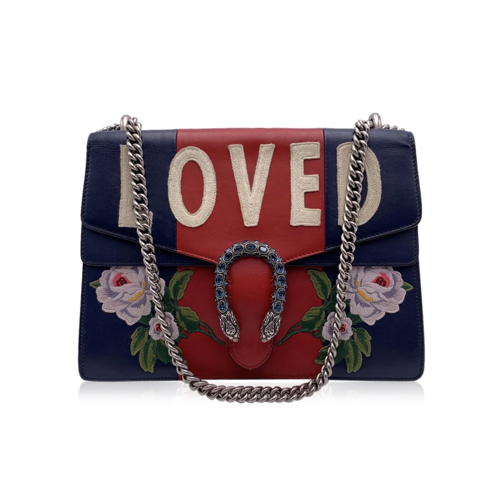 Gucci Limited Edition Blue Red Leather Loved Dionysus Shoulder Bag ref ...
