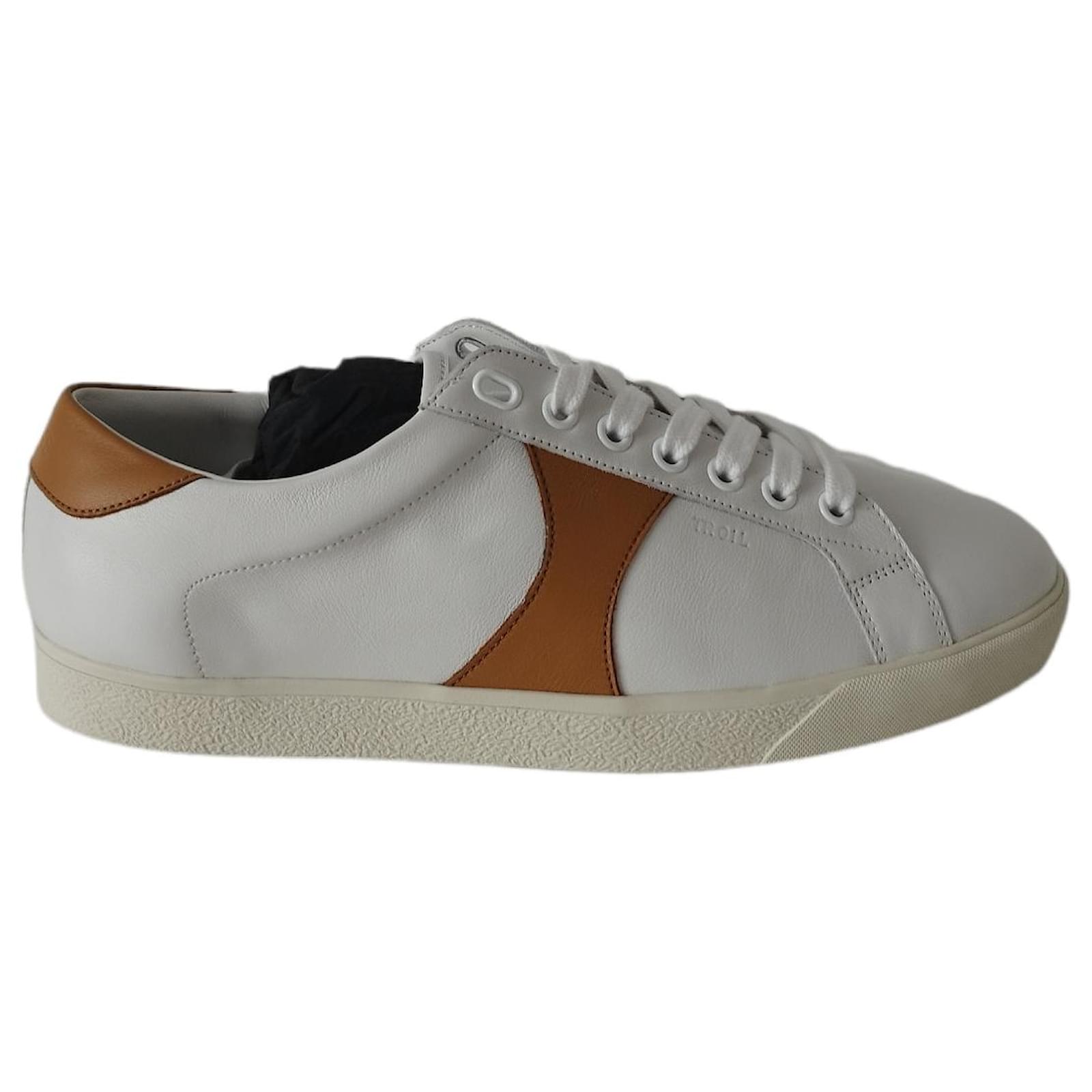 Céline Basket Celine en cuir blanc et camel ref.502554 - Joli Closet