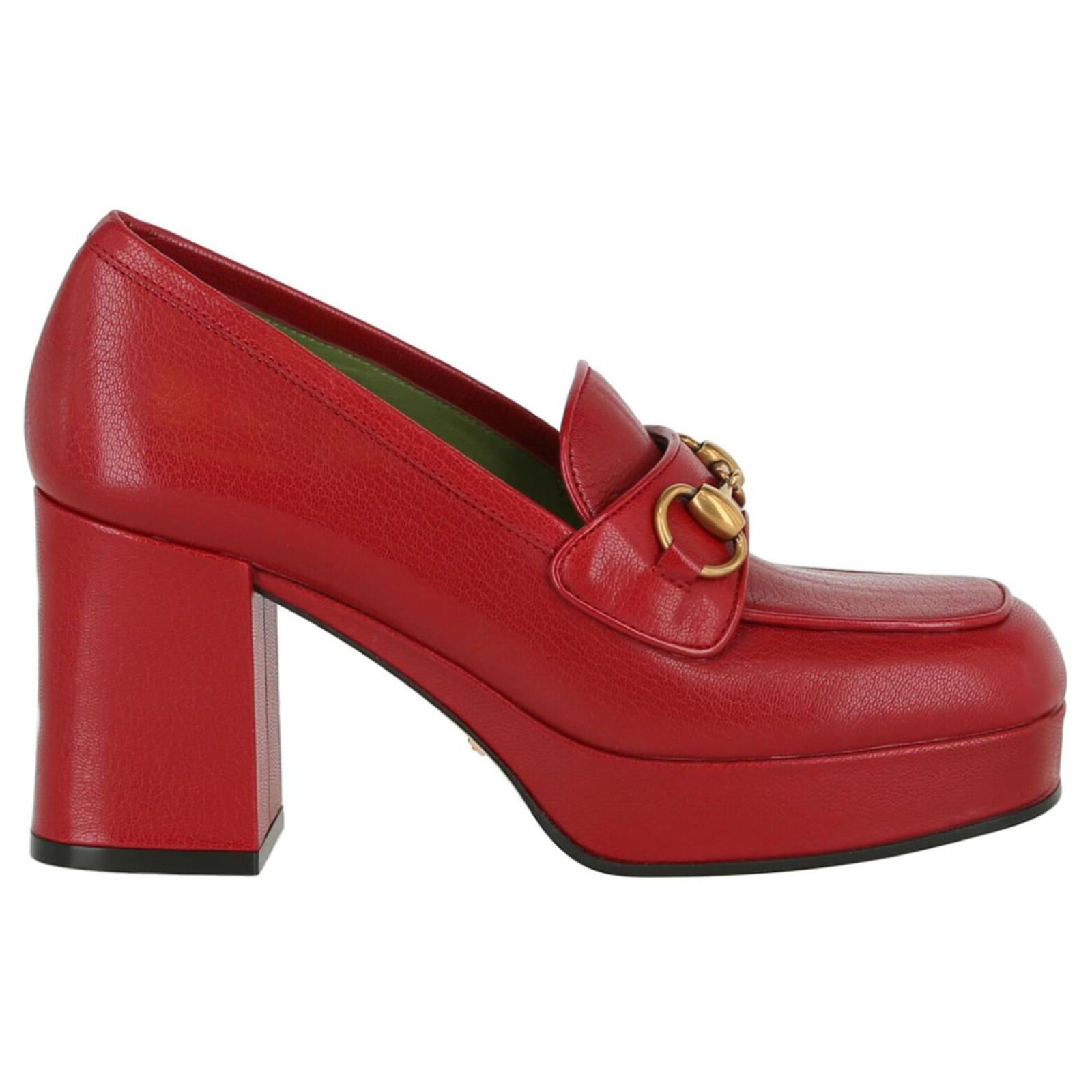 Gucci Escarpin à plateforme en cuir Houdan Rouge ref.503031 - Joli Closet