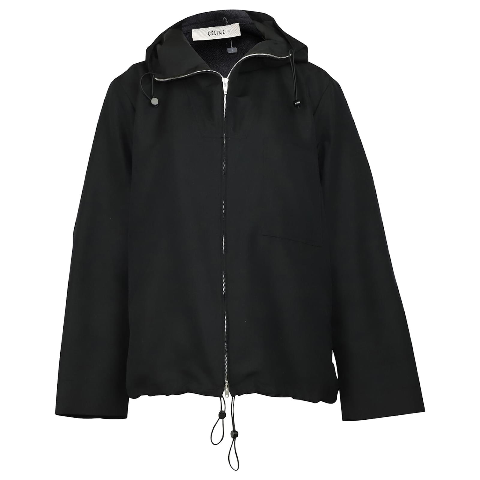 Céline Celine Hooded Rain Jacket in Black Polyester ref.504405 - Joli ...
