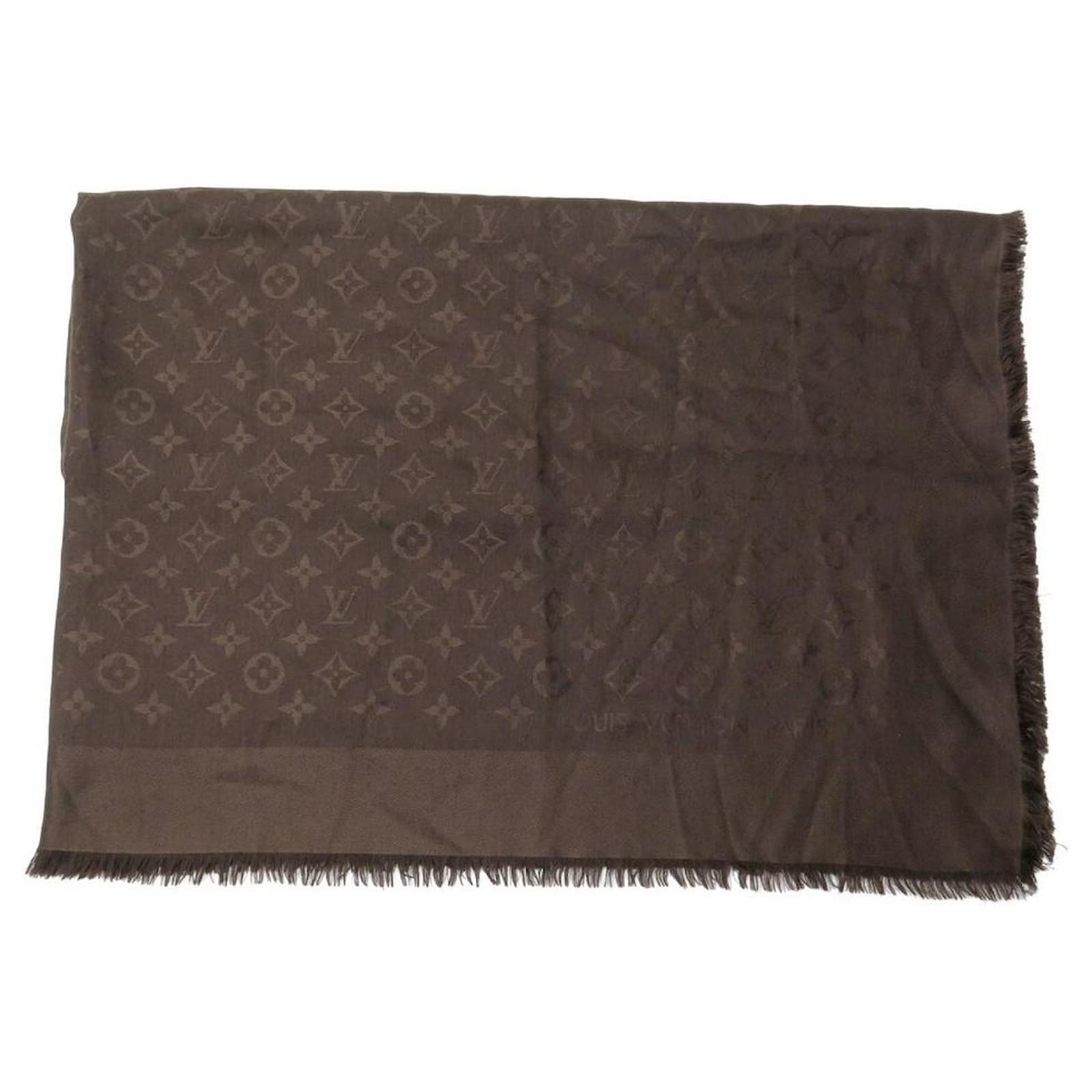 Louis Vuitton-Monogrammtuch 402336 SEIDE WOLLE BRAUN SEIDE SCHAL SCHAL ...
