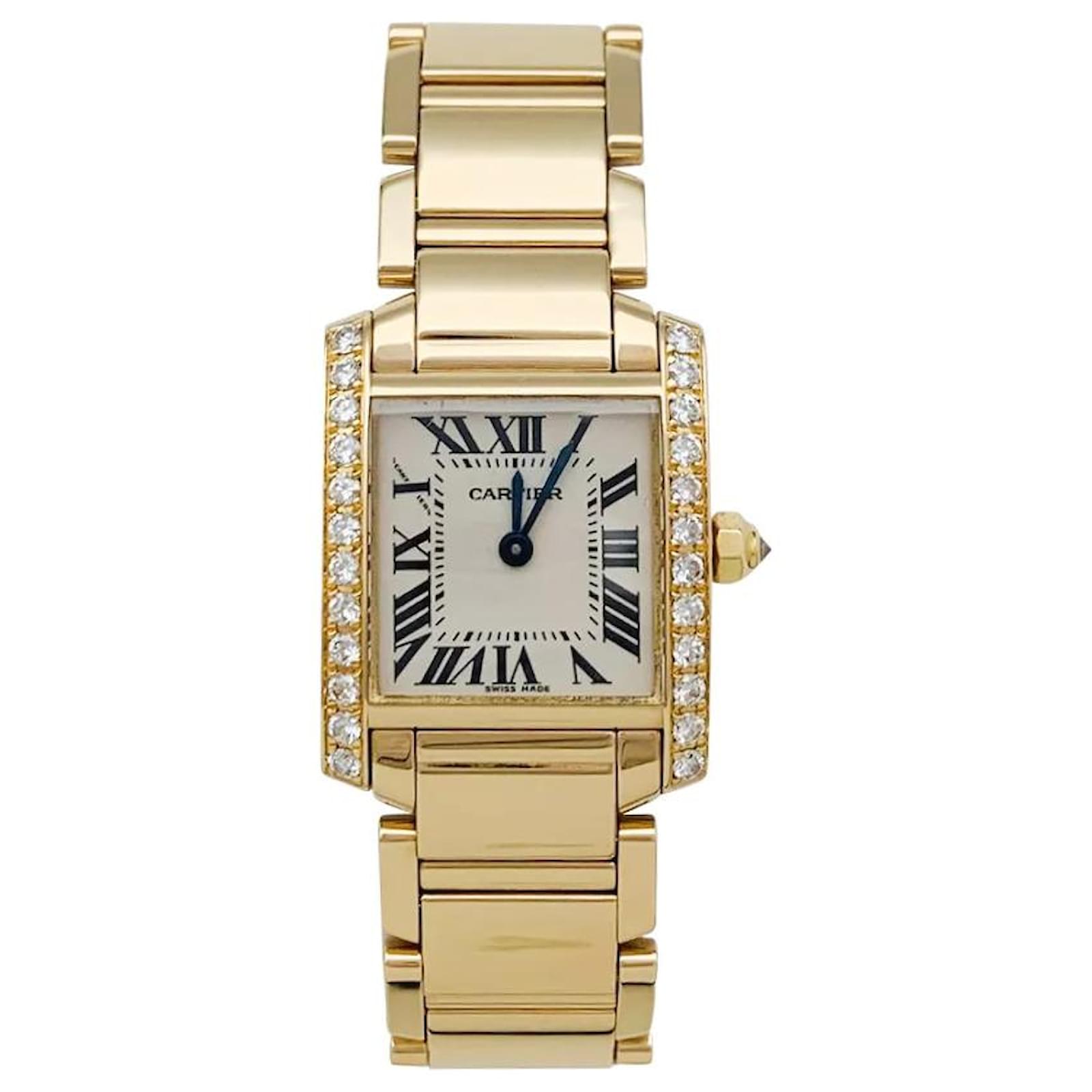 Cartier "French Tank" watch in yellow gold, diamants. Small model ...