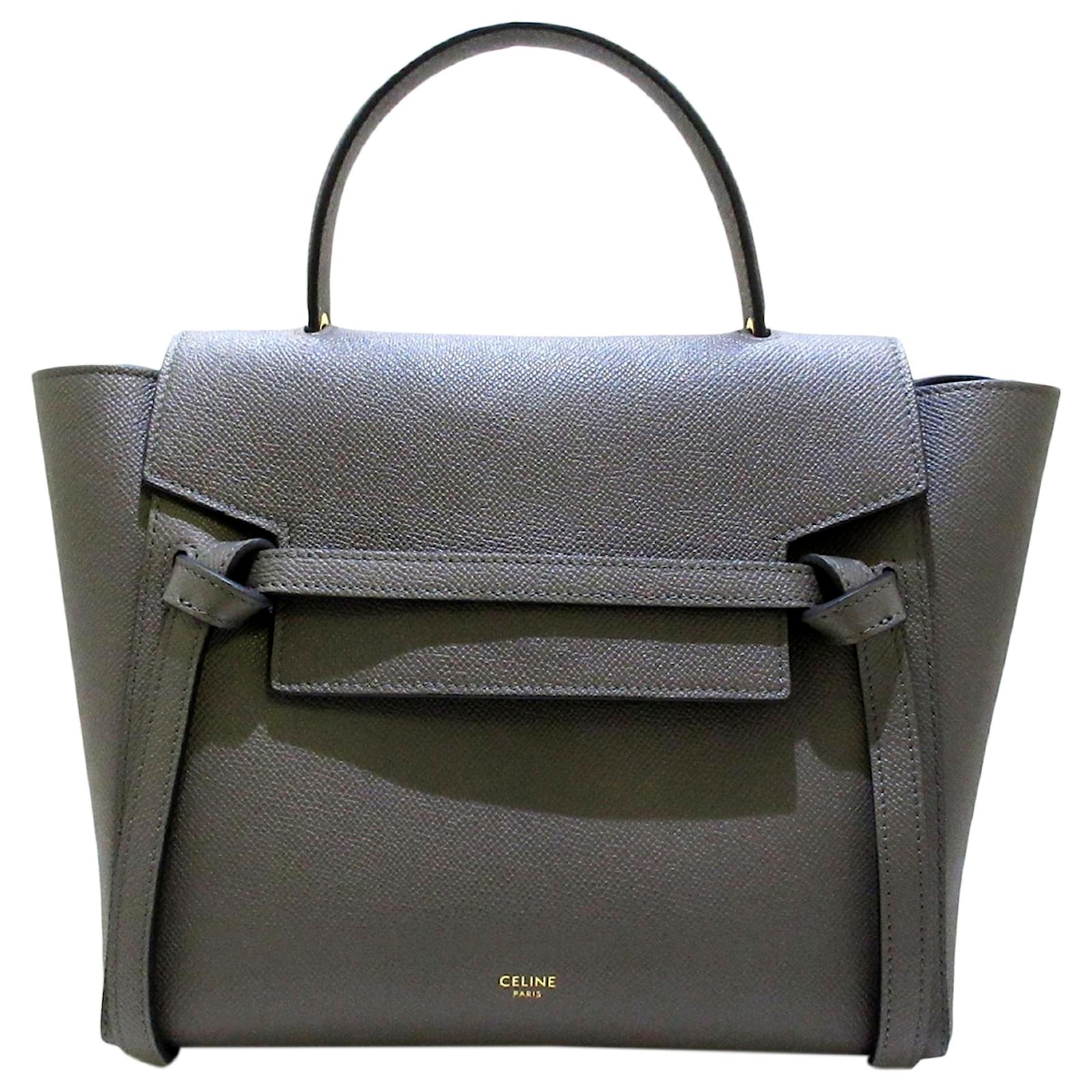 Céline Celine Gray Micro Belt Leather Satchel Grey Dark grey Pony-style ...