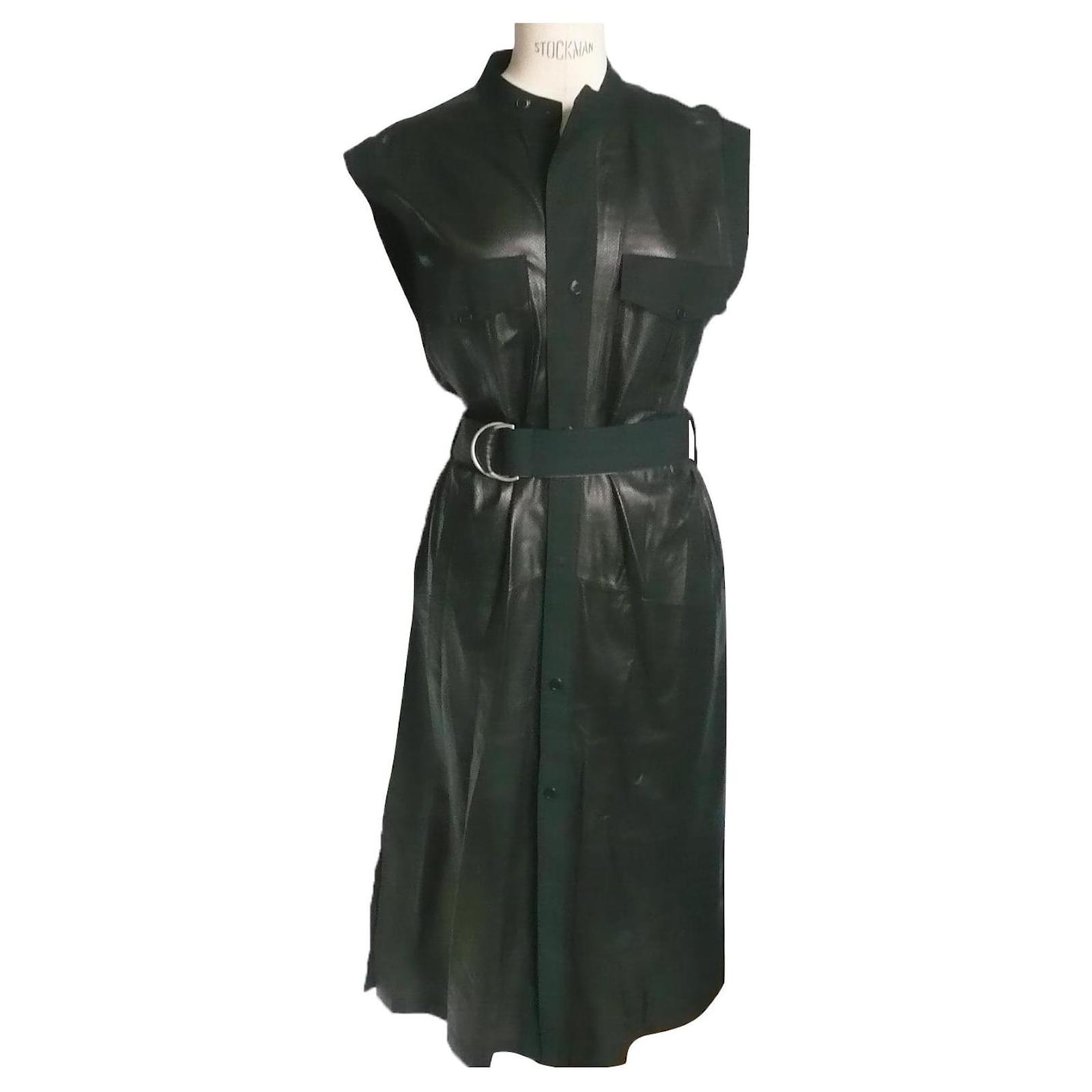 GIVENCHY Robe longue cuir perforée noire T38 Cuir d'agneau ref.510809 ...