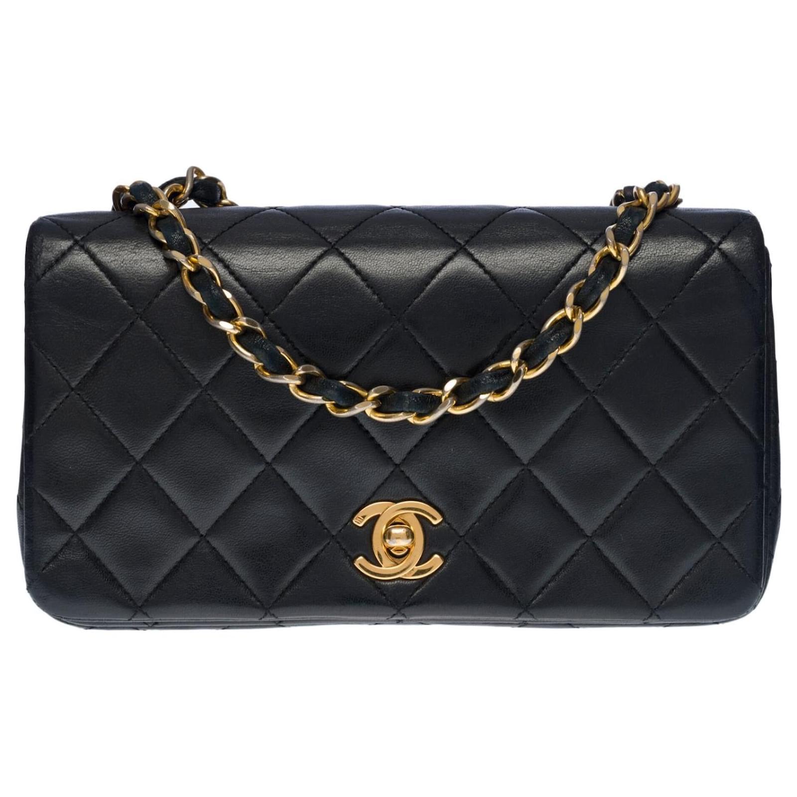 Superbe sac Chanel Classique Full Flap Mini en cuir noir ref.512055 ...