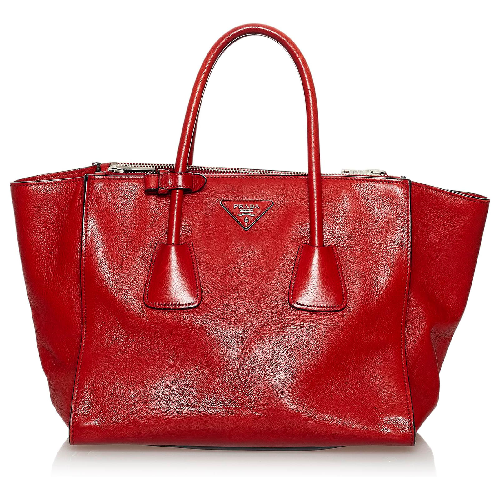 Prada Red Twin Pocket Leather Tote Bag Pony-style calfskin ref.514859 ...