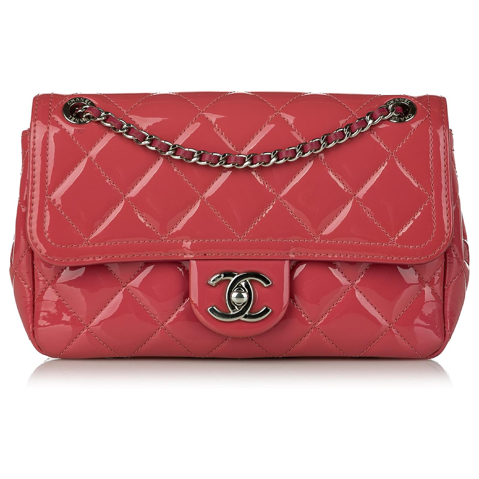 Chanel Rosa Pequeno Patente Coco Shine Flap Couro Couro envernizado ref ...