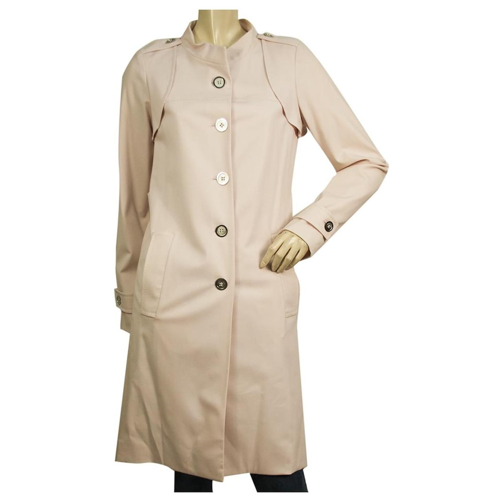Céline Celine Pink Single Breasted Silver Tone Logo Buttons Trench ...