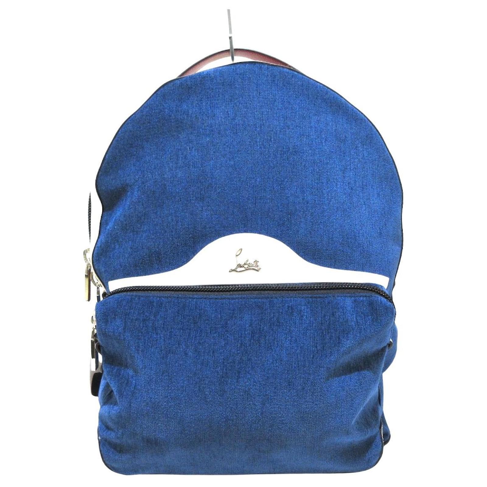 Christian Louboutin Backpack Navy blue Velvet ref.521562 - Joli Closet