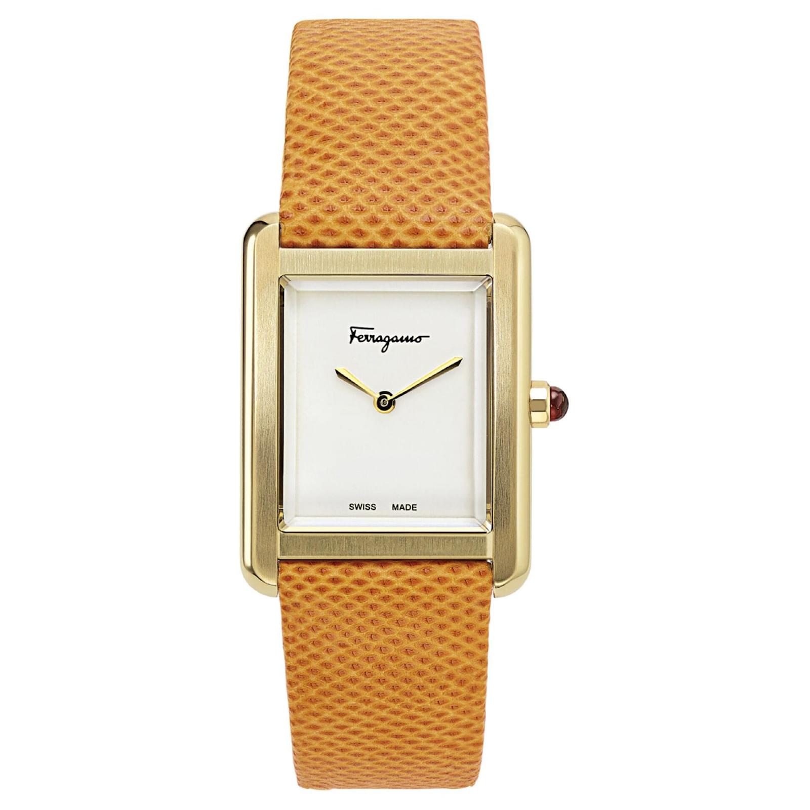 Salvatore Ferragamo Ferragamo Portrait Leather Watch Golden Metallic ...