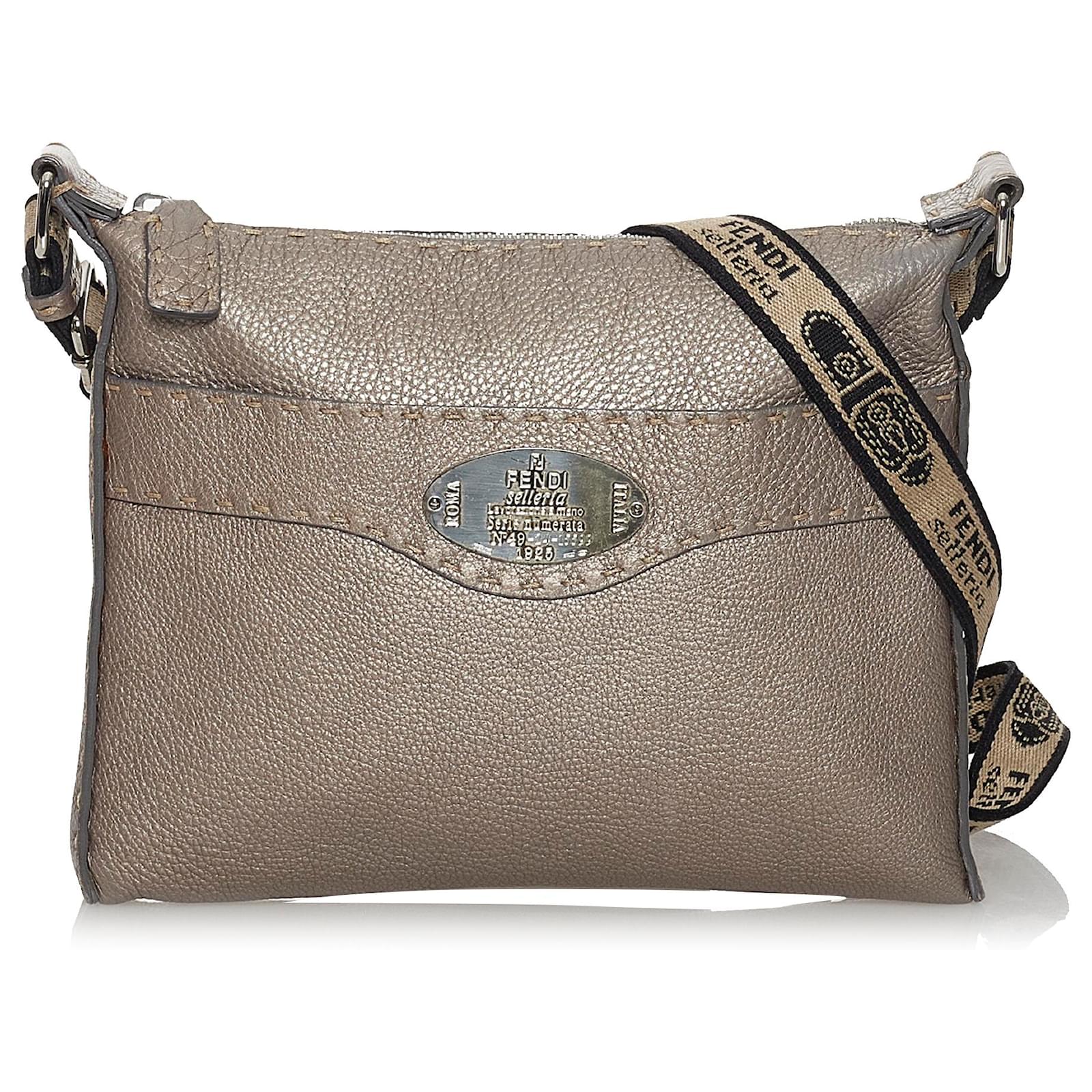 Fendi Gray Selleria Leather Crossbody Bag Grey Pony-style calfskin ref ...