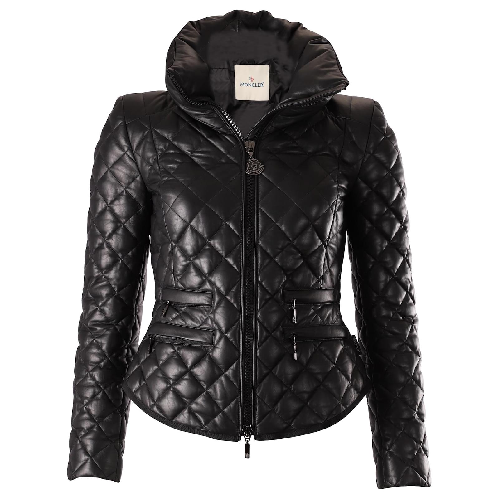 Moncler Quilted Jacket in Black Leather ref.527463 - Joli Closet