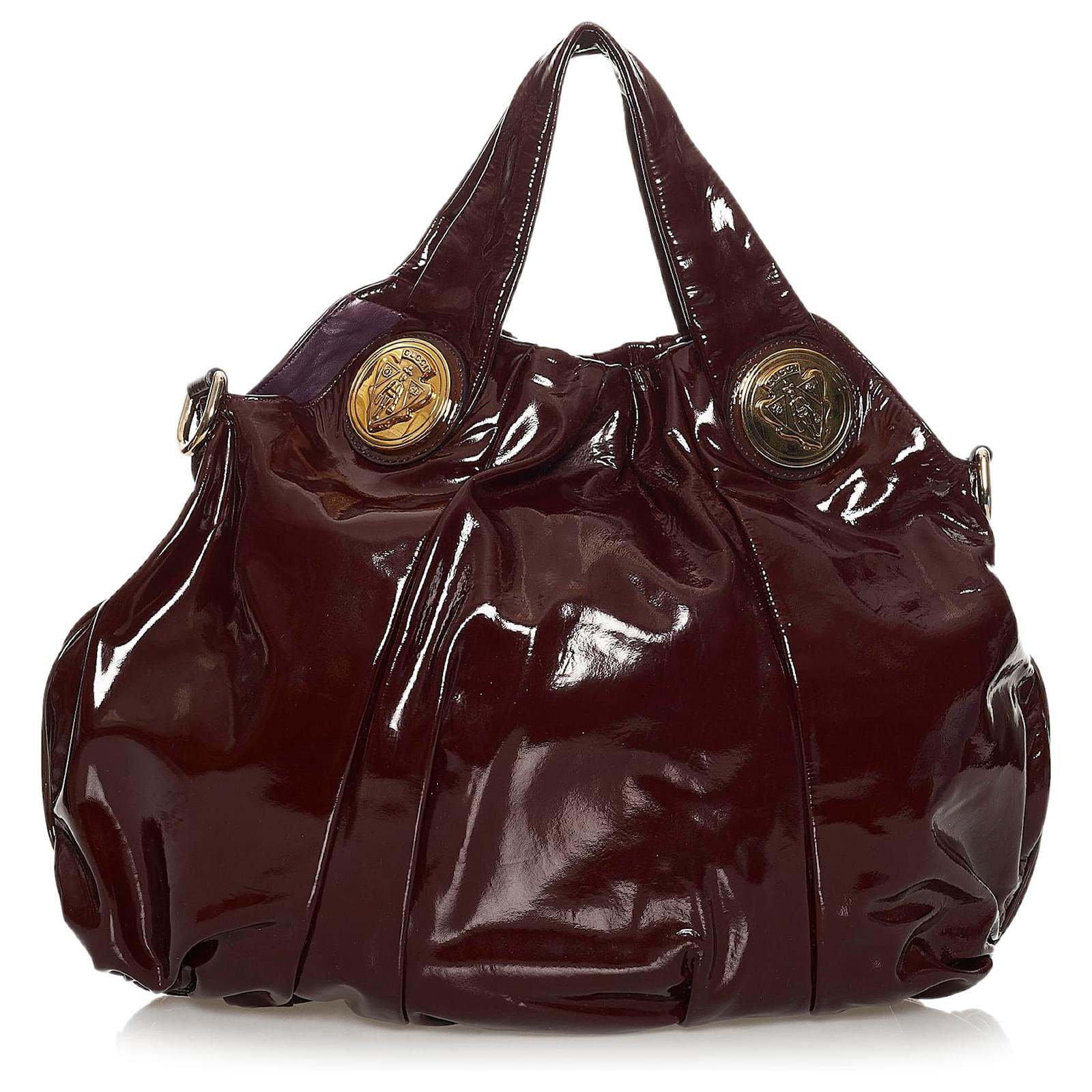 Sac cabas en cuir verni rouge Gucci Hysteria Cuir vernis Bordeaux ref ...