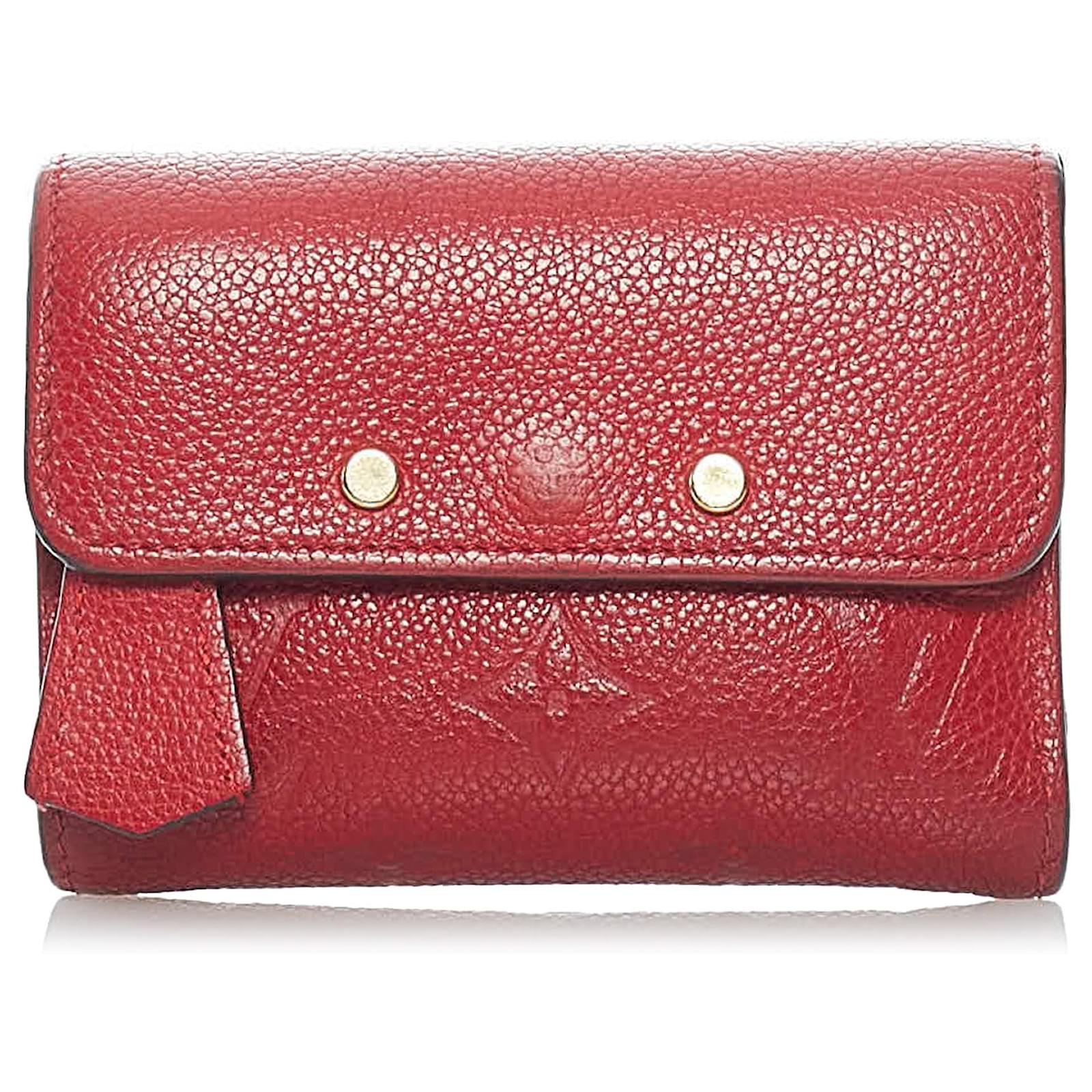 Louis Vuitton Red Monogram Empreinte Compact Wallet Leather Pony-style ...