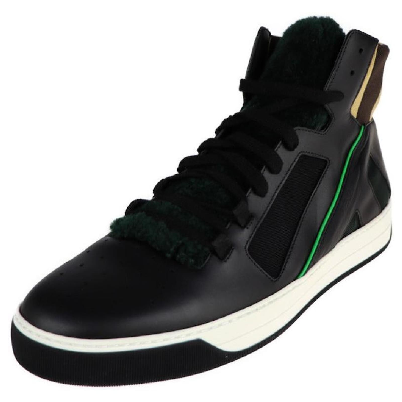 FENDI Baskets FENDI Taille annotation 9 Cuir Noir Vert Coupe haute ...