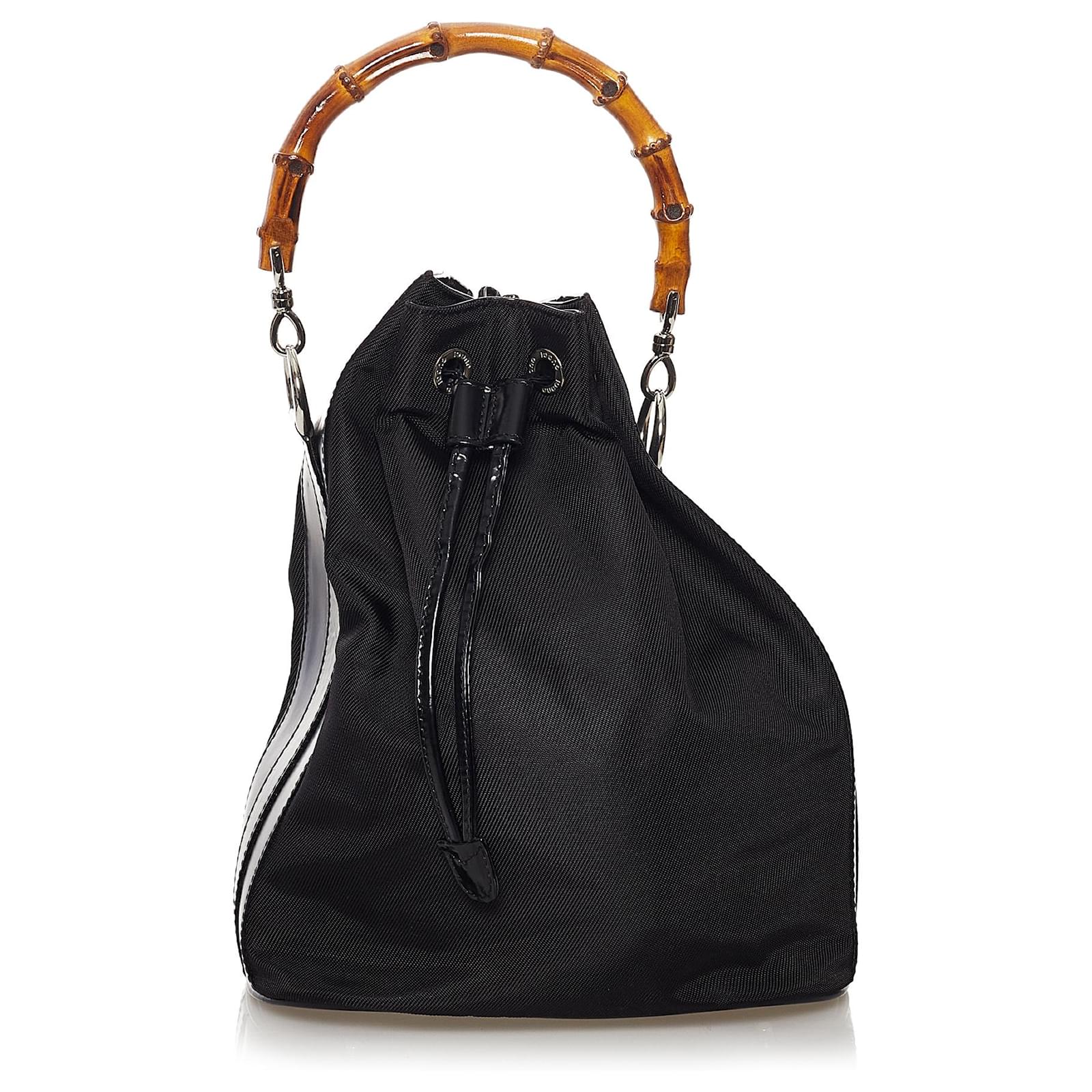 Gucci Black Bamboo Nylon Bucket Bag Cloth ref.537395 - Joli Closet