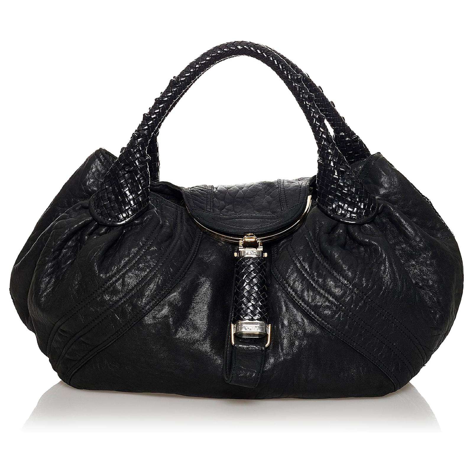 Fendi Sac à main en cuir noir Spy Veau façon poulain ref.540282 - Joli ...