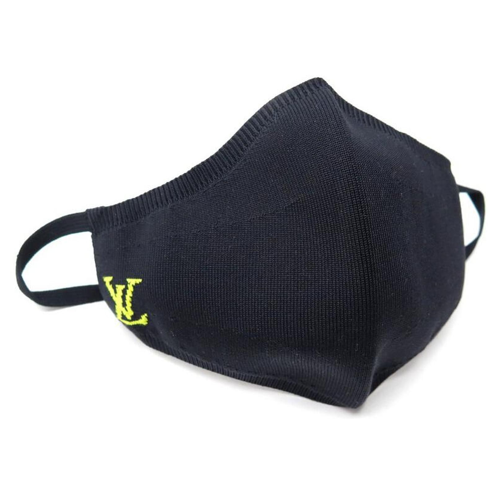 NEW LOUIS VUITTON MONOGRAM MASK IN BLACK NYLON + NEW MASK POUCH ref ...