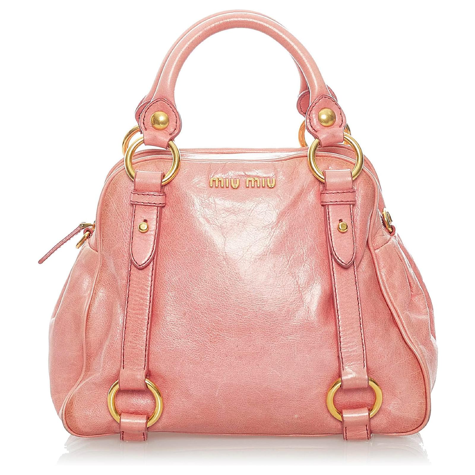Miu Miu Pink Vitello Shine Satchel Leather Pony-style calfskin ref ...