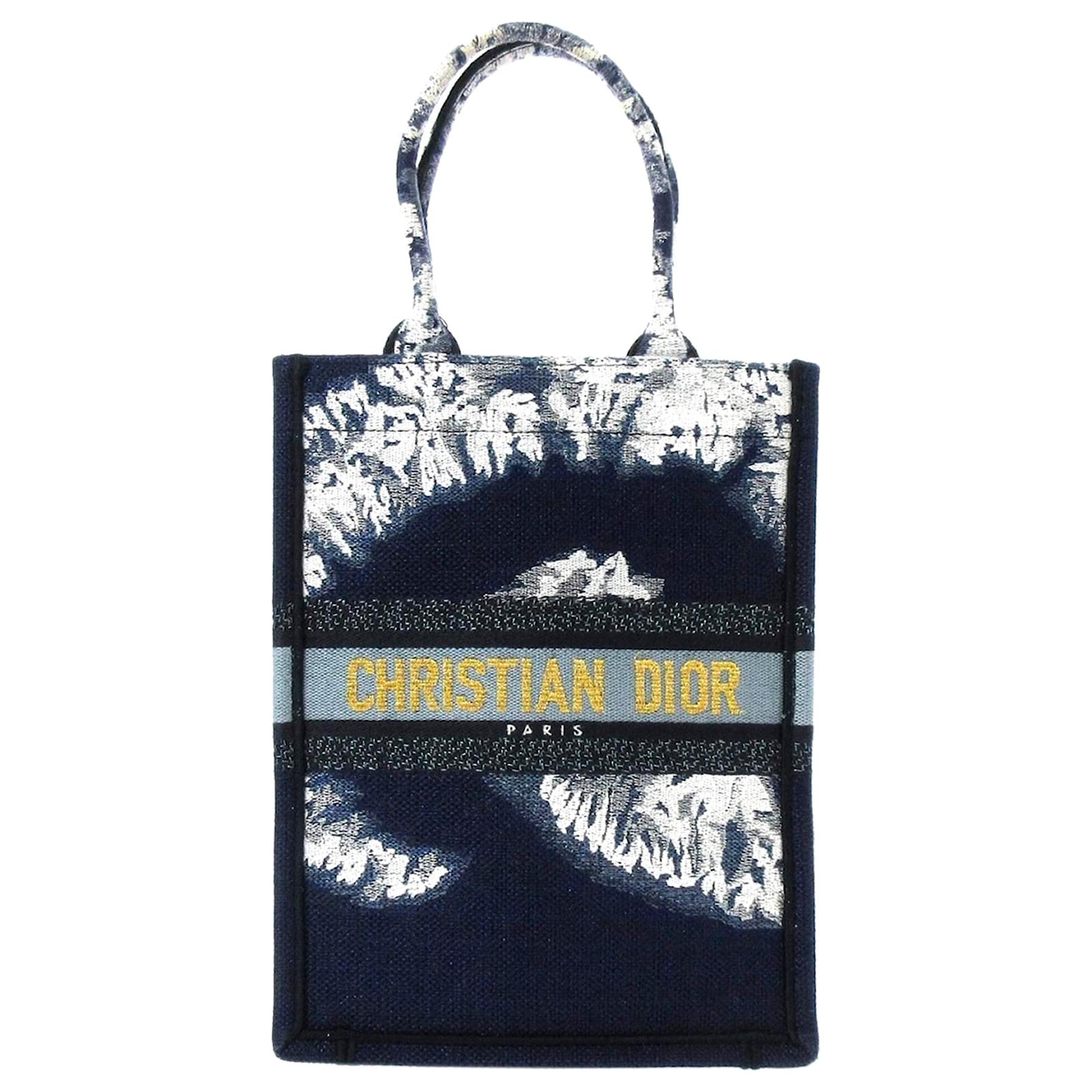 Dior Blue Tie Dye Vertical Book Tote Canvas-Einkaufstasche Weiß Blau ...