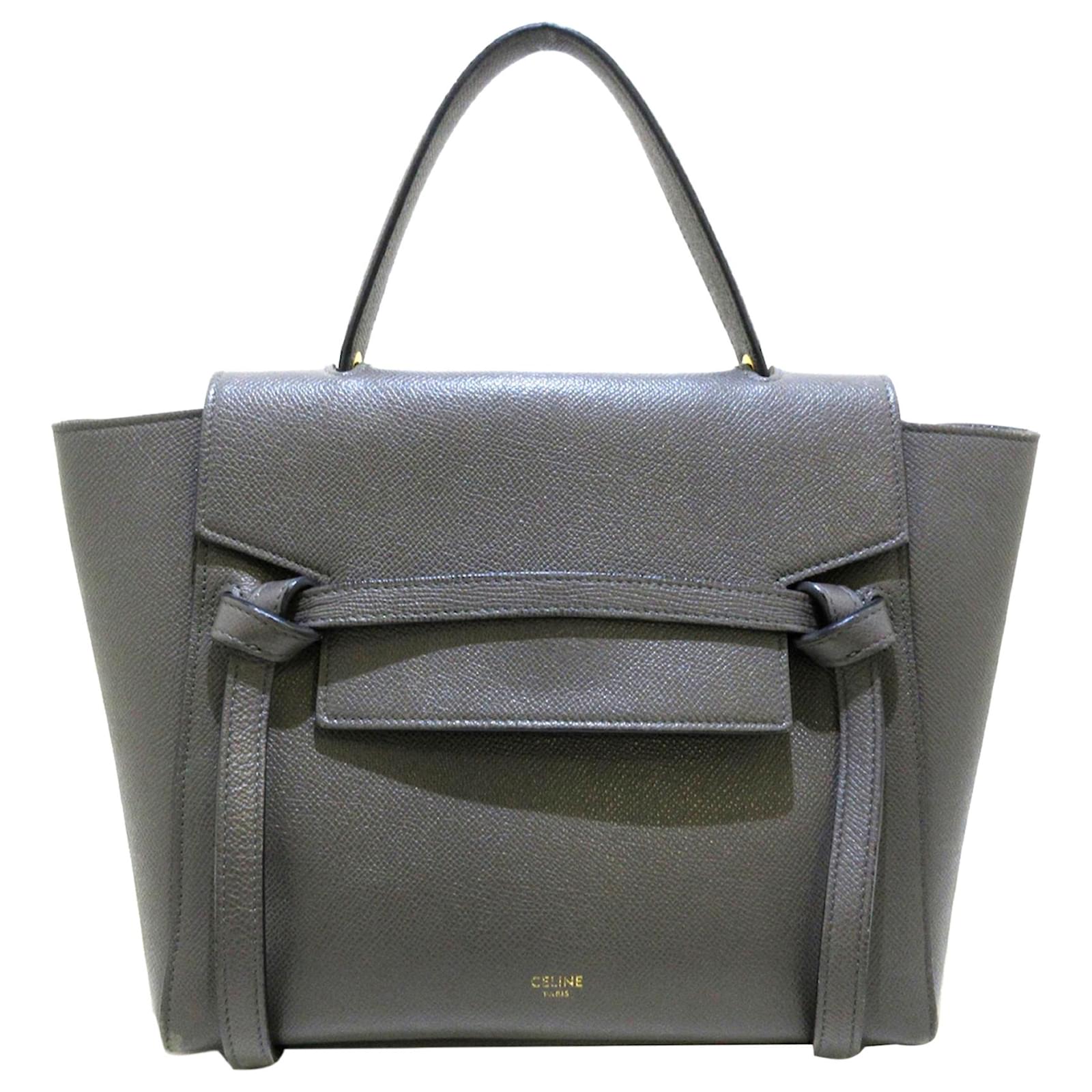Céline Celine Gray Micro Belt Leather Satchel Grey Pony-style calfskin ...