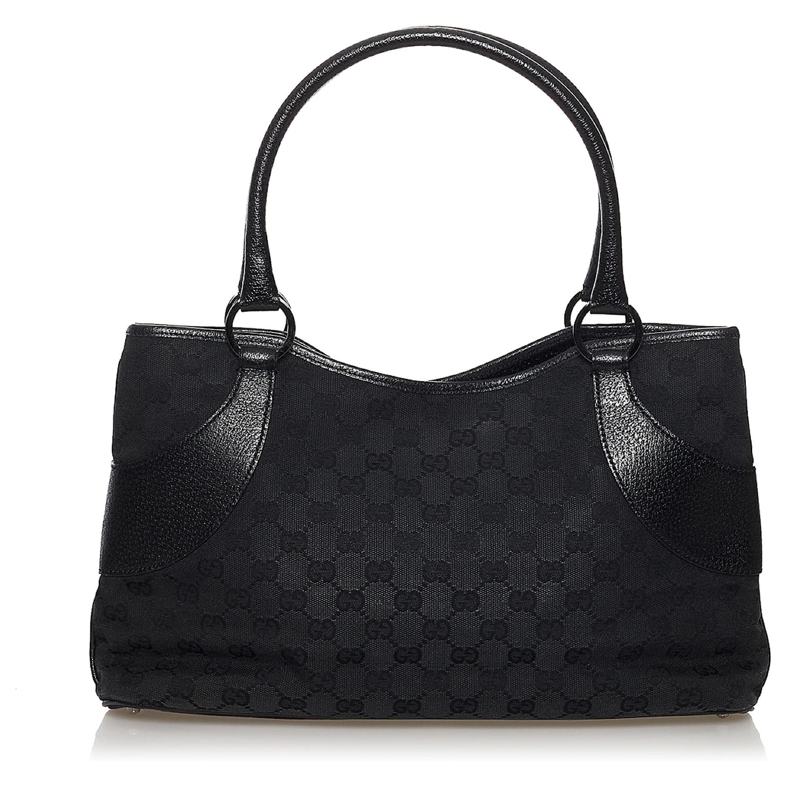 Gucci Black GG Canvas Handbag Leather Cloth Pony-style calfskin Cloth ...