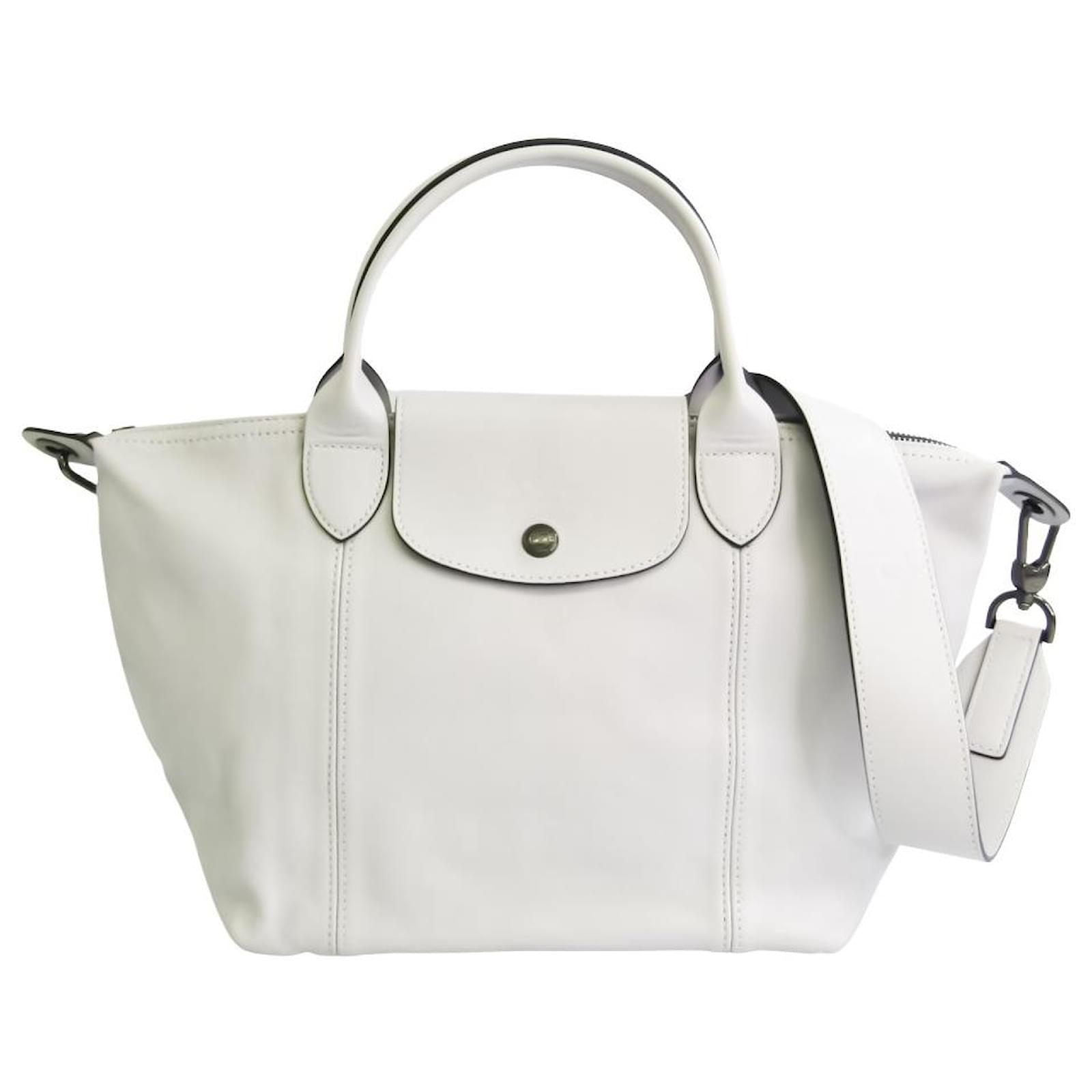 Longchamp Le Pliage White Leather ref.551315 - Joli Closet