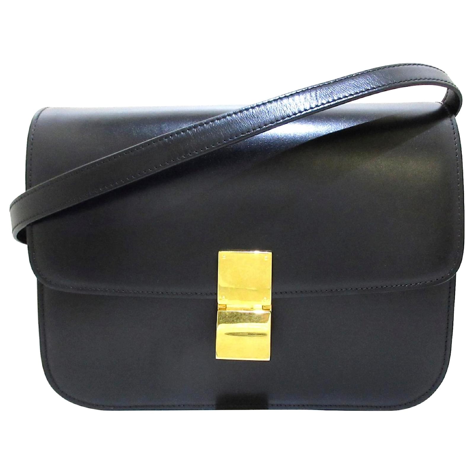 Céline Celine Black Medium Classic Box Leather Crossbody Bag Pony-style ...
