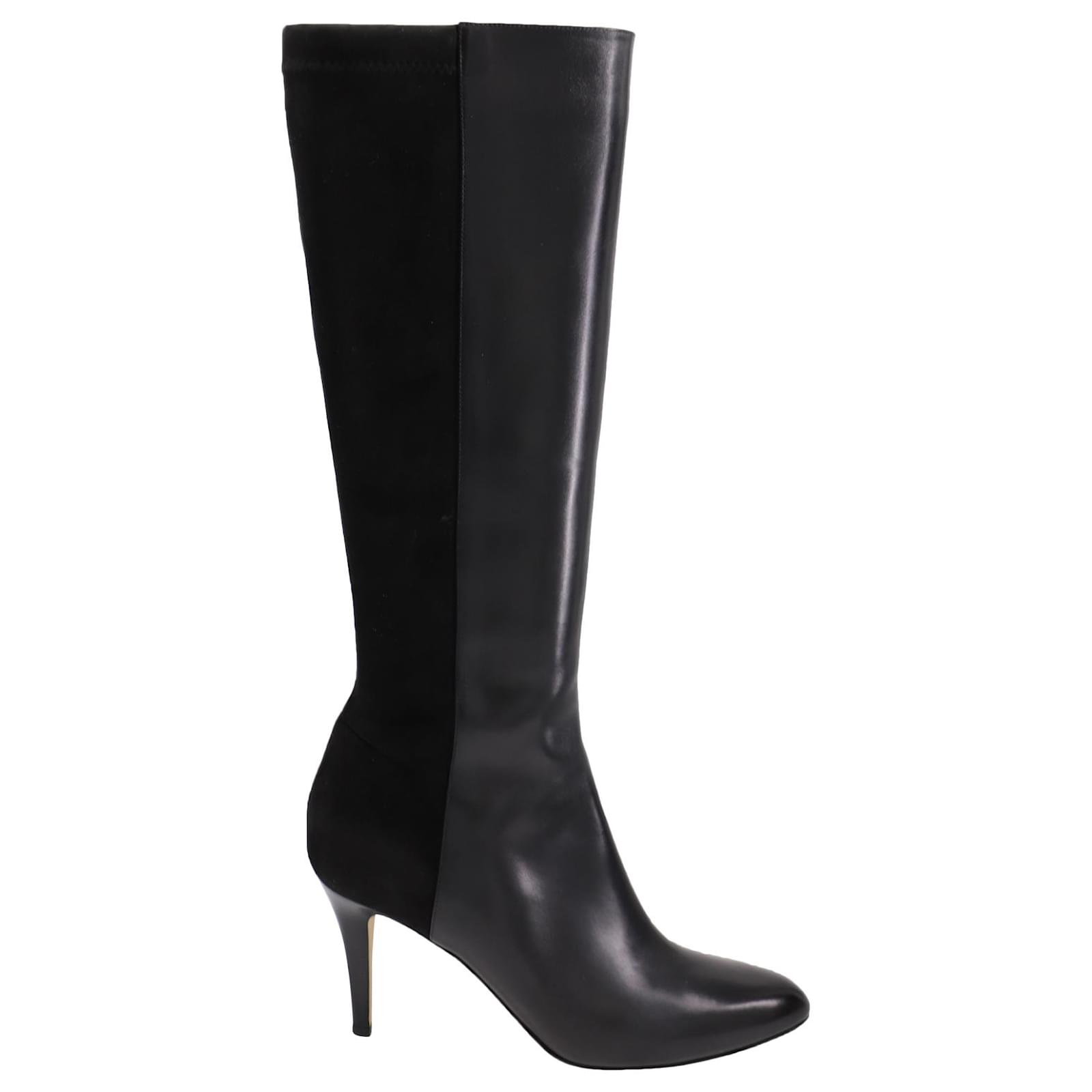 Jimmy Choo Adele Stretch-Back Boots in Black Leather ref.553379 - Joli ...
