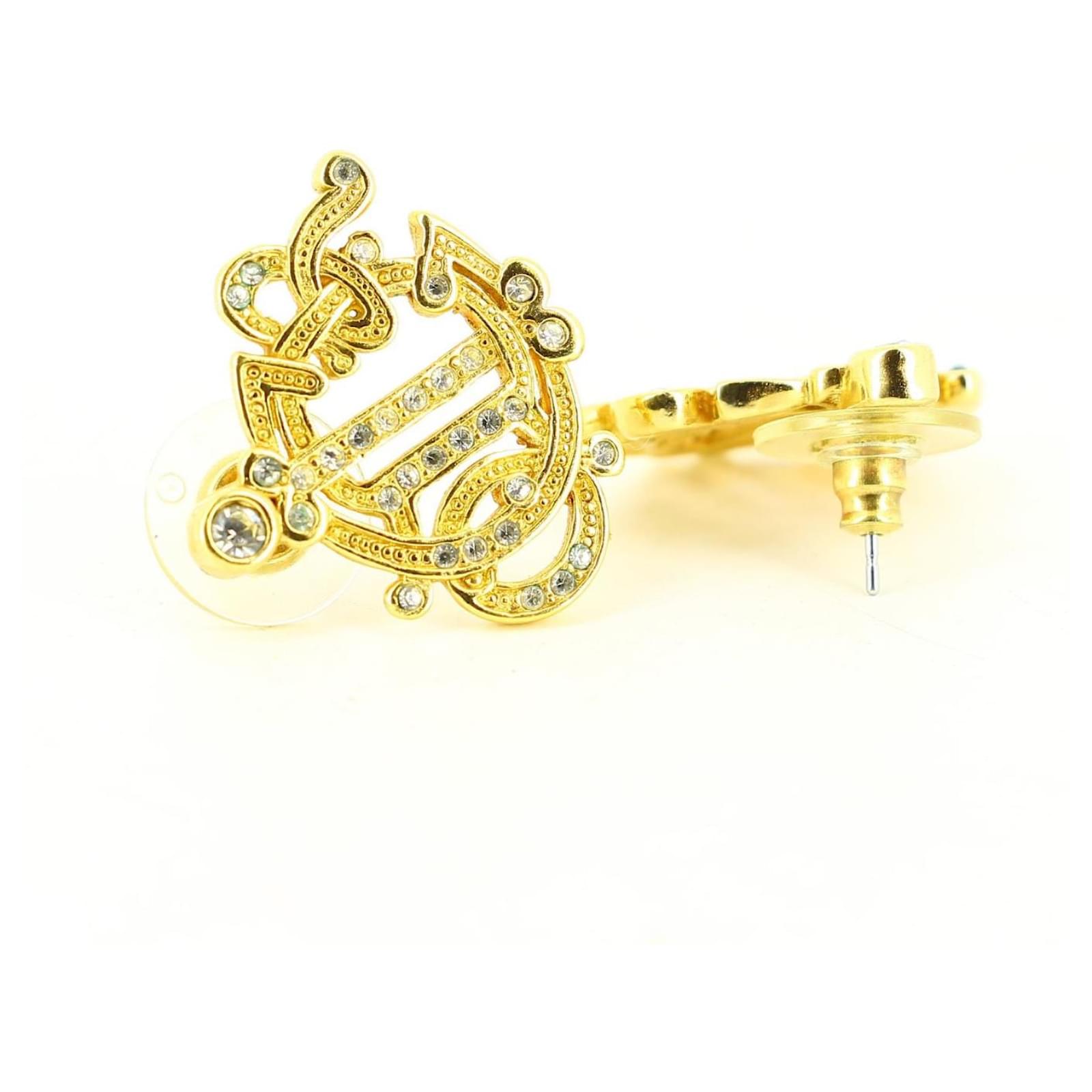 Christian Dior Gold Earring Golden Gold plated Ref 557113 Joli Closet christian-dior-gold-earring-golden-gold-plated-ref-557113-joli-closet