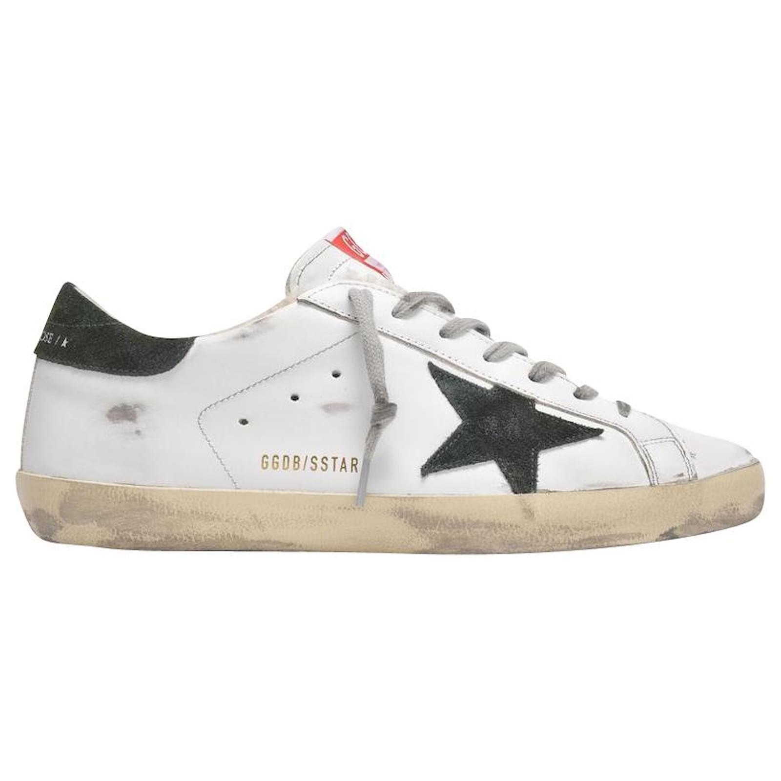 Golden Goose Deluxe Brand Baskets Super-Star en Cuir Blanc et Militaire ...