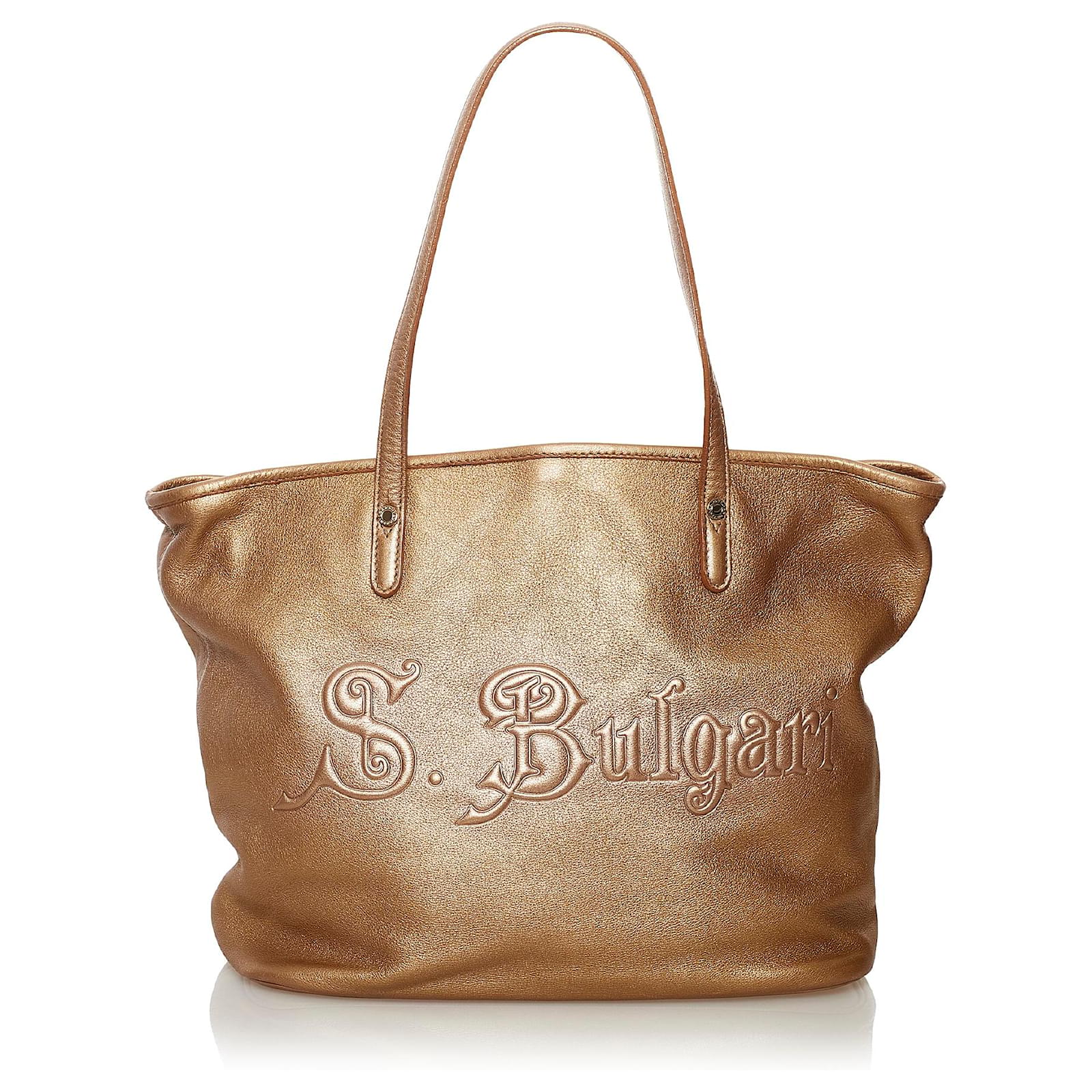 Bulgari Bvlgari Gold Leather Tote Bag Golden Pony-style calfskin ref ...