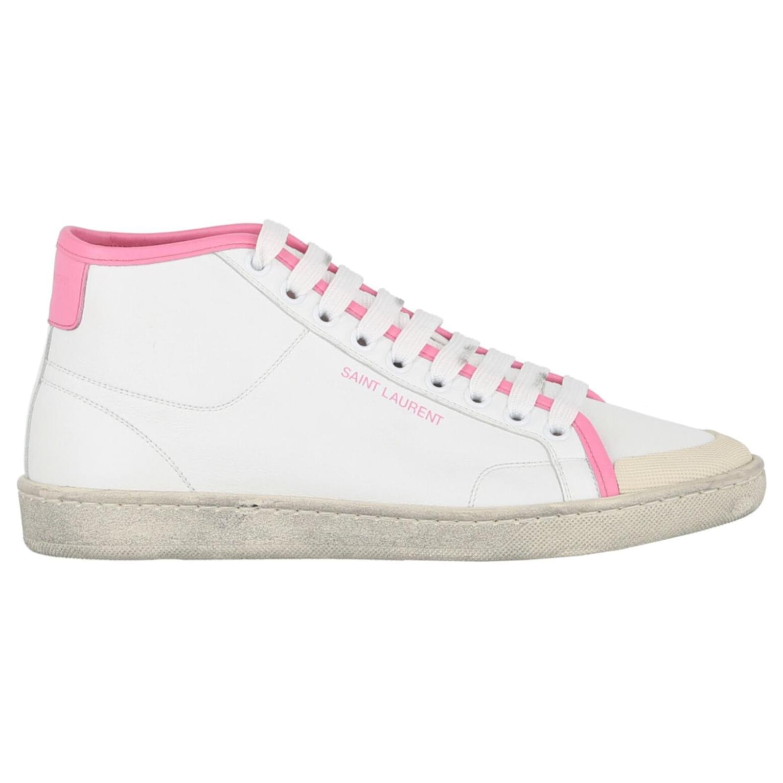 Saint Laurent Sl/39 Mid-Top Leather Sneakers White ref.560789 - Joli Closet