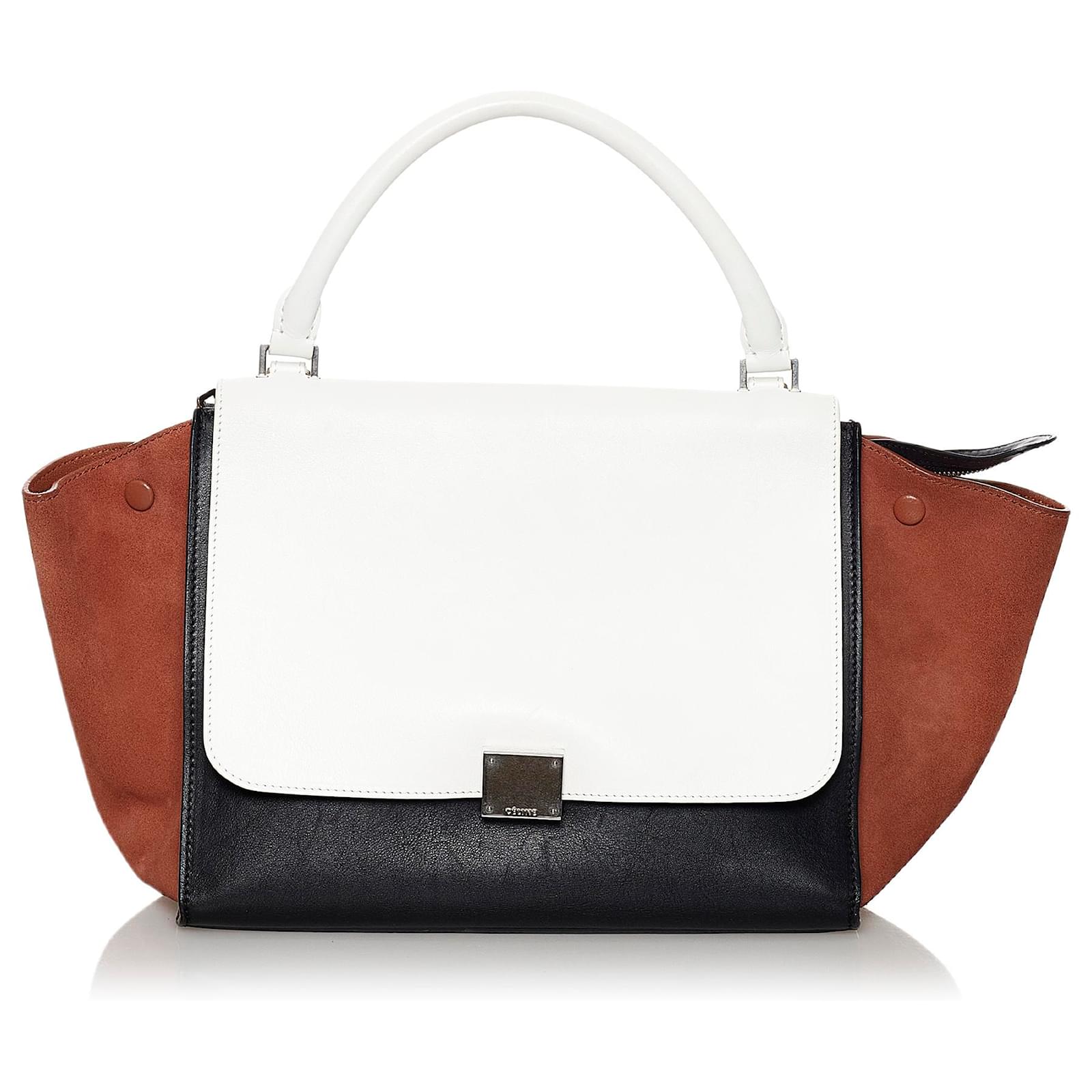 Céline Celine Black Small Trapeze Tricolor Leather Satchel Multiple ...