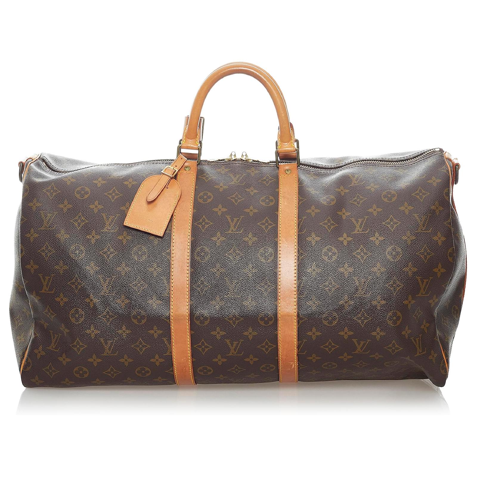 Louis Vuitton Brown Monogram Keepall Bandouliere 45 Leather Cloth ref ...
