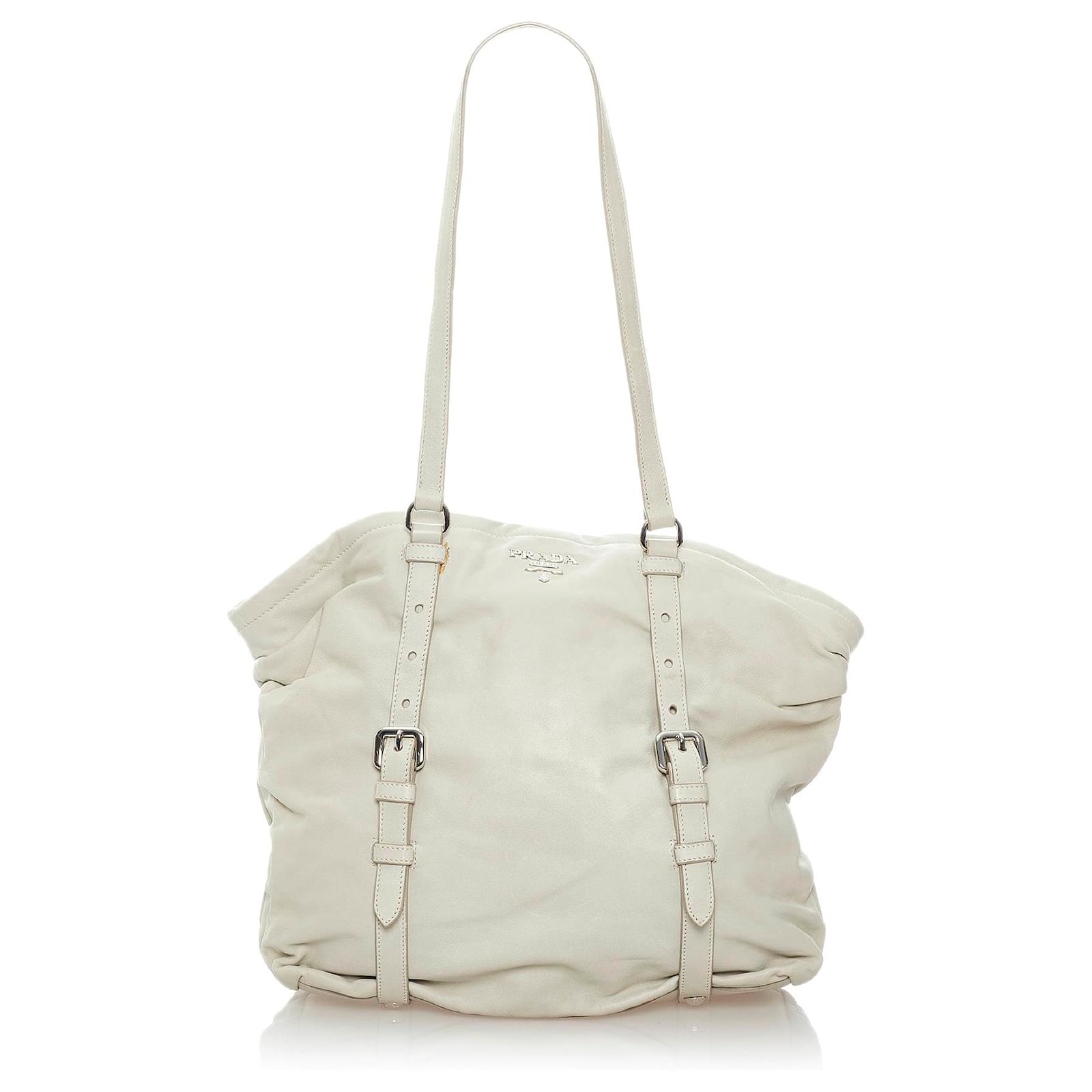 Prada White Leather Tote Bag Pony-style calfskin ref.562841 - Joli Closet