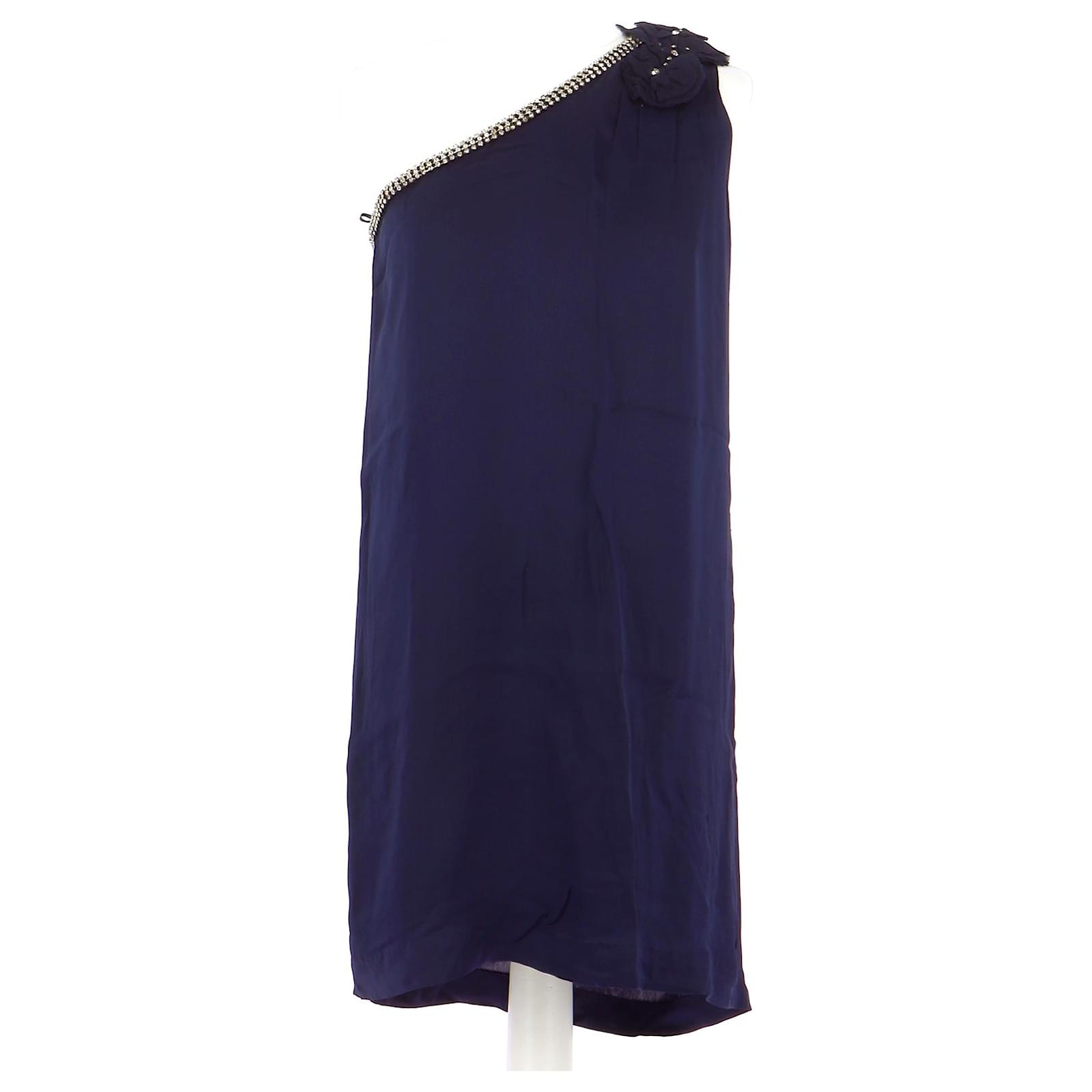 Maje Robe Soie Bleu Marine ref.565432 - Joli Closet
