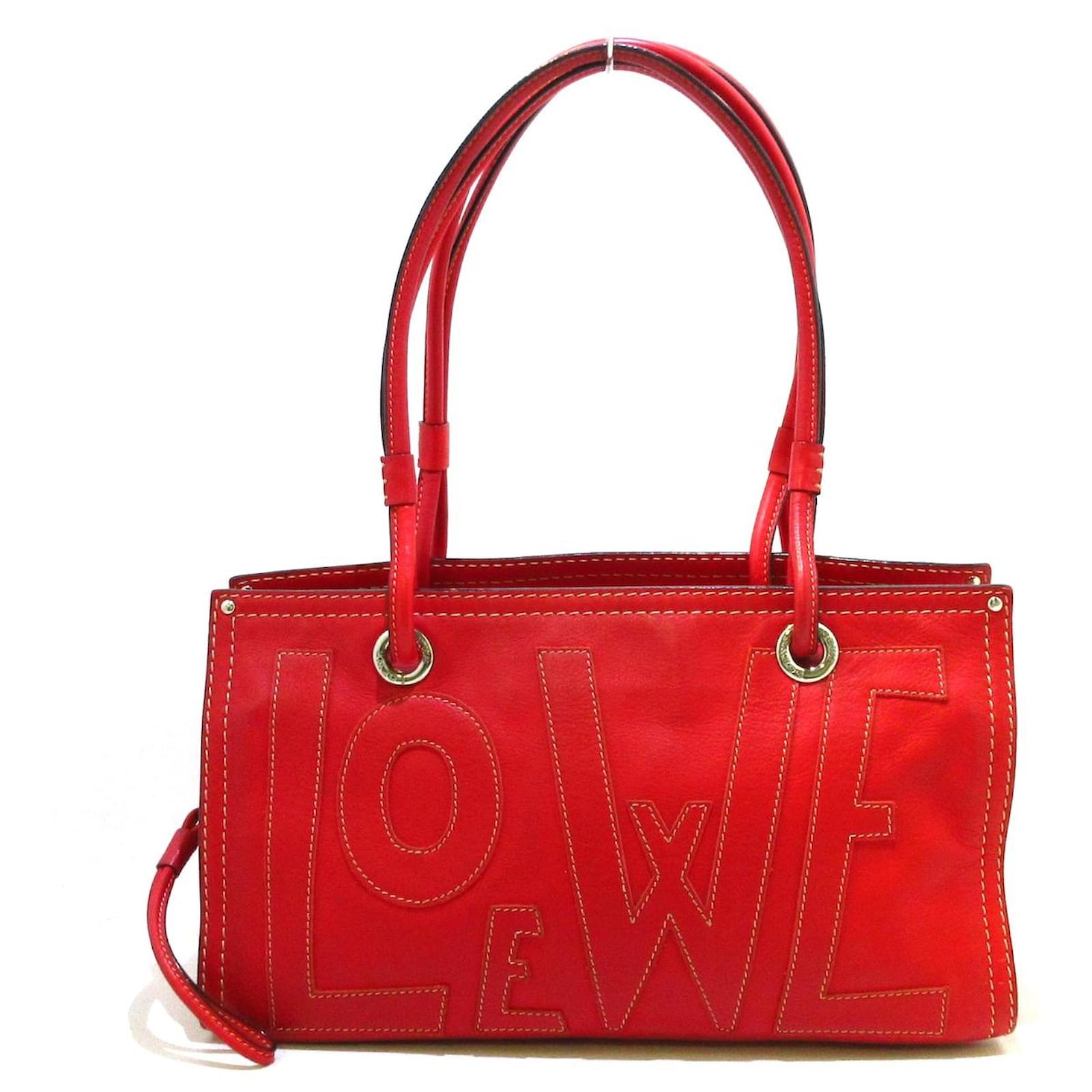 Loewe Shopper tote Red Leather ref.566688 - Joli Closet