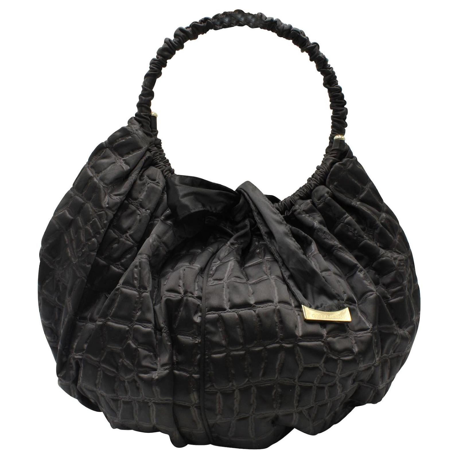 Giorgio Armani Vintage Black Nylon Embossed Tote Polyester ref.567708 ...