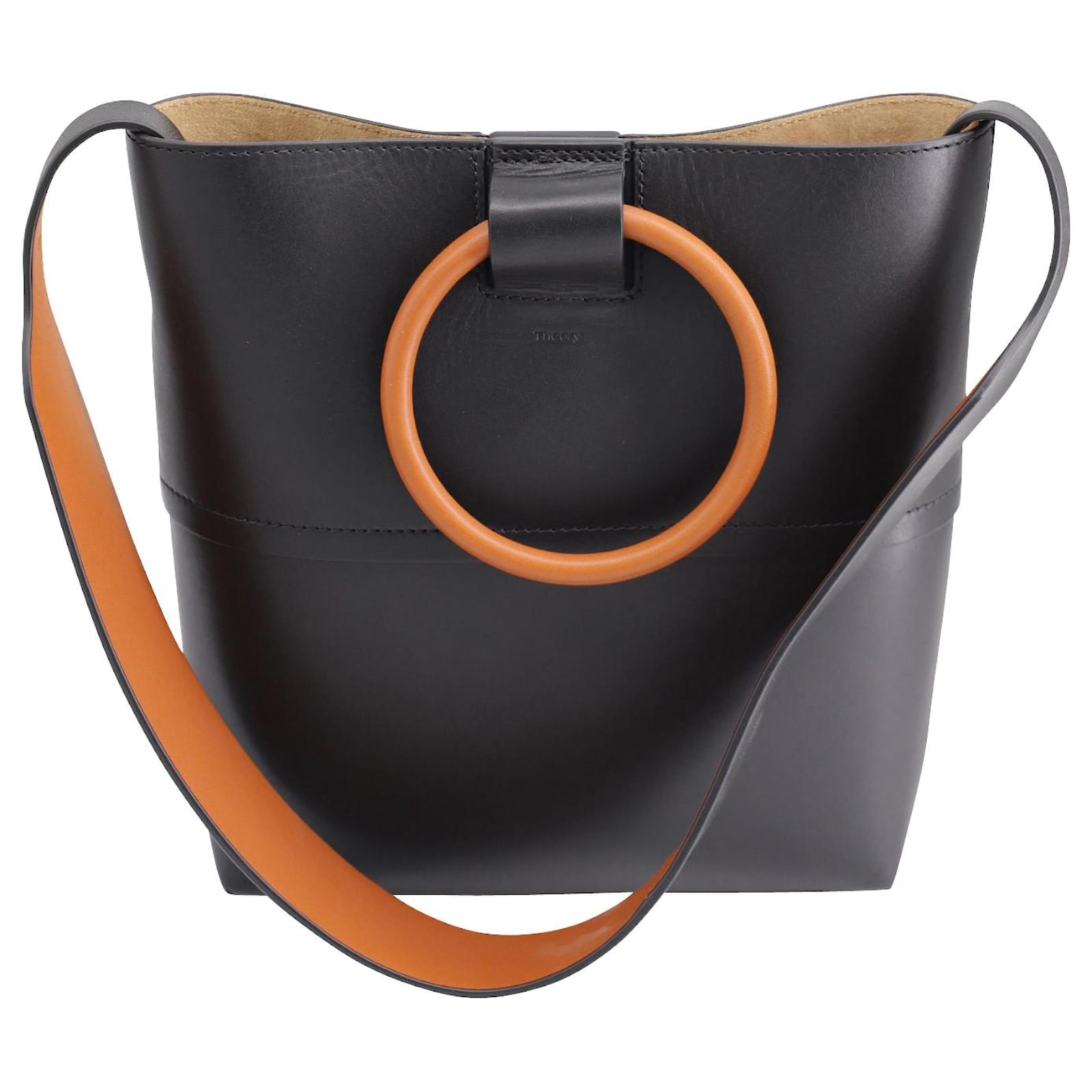 Theory Mini Hoop Tote Bag in Black Leather ref.567790 - Joli Closet