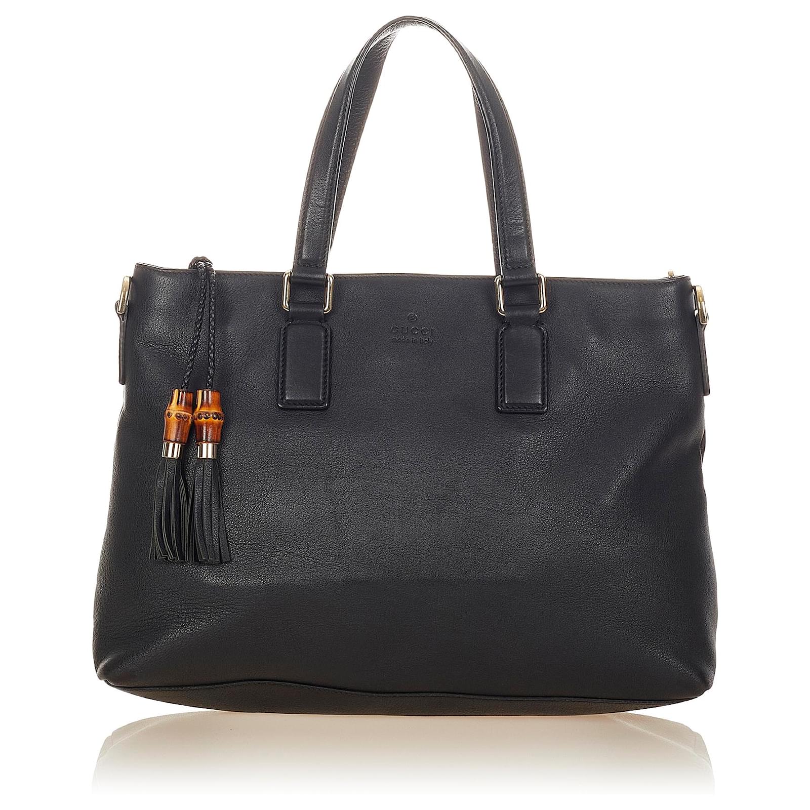 Gucci Black Bamboo Leather Handbag Pony-style calfskin ref.568349 ...