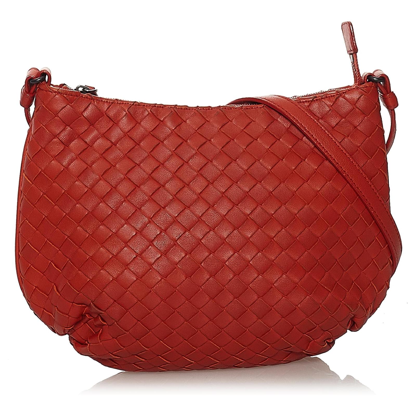 Bottega Veneta Red Intrecciato Leather Crossbody Bag Pony-style ...