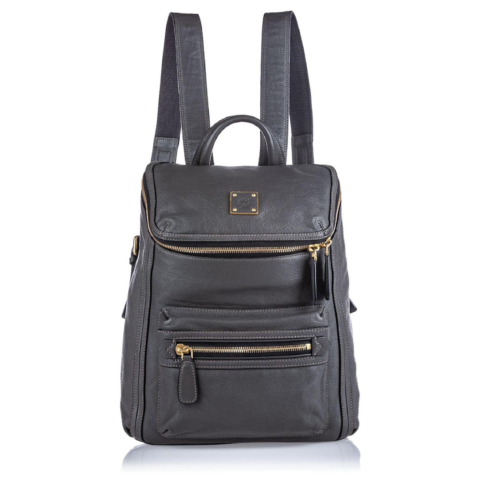 MCM Gray Leather Backpack Grey Pony-style calfskin ref.569316 - Joli Closet