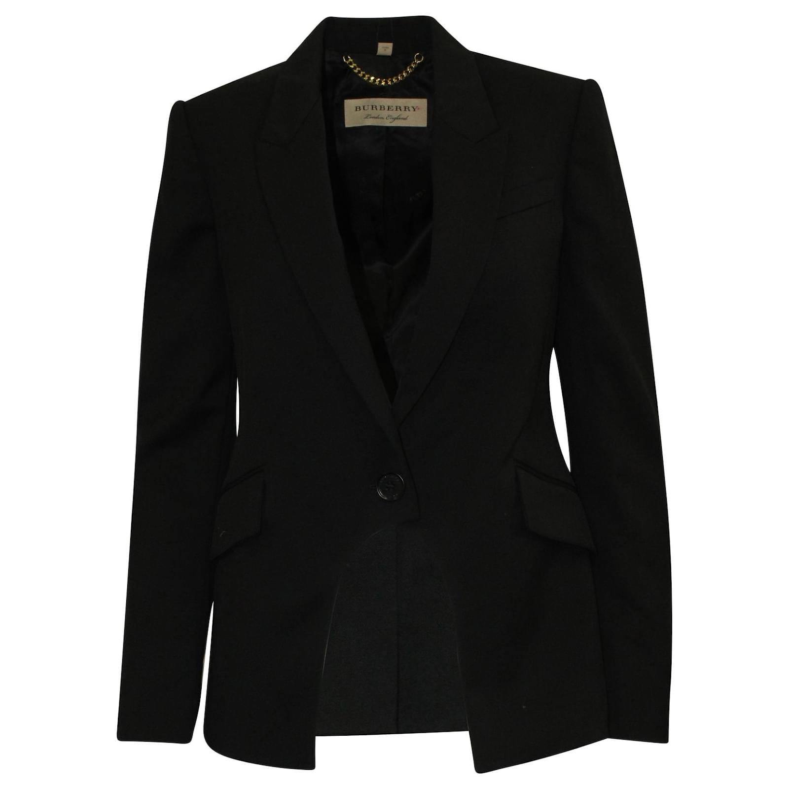 Burberry Notched Collar Tailored Blazer in Black Wool ref.571632 - Joli ...
