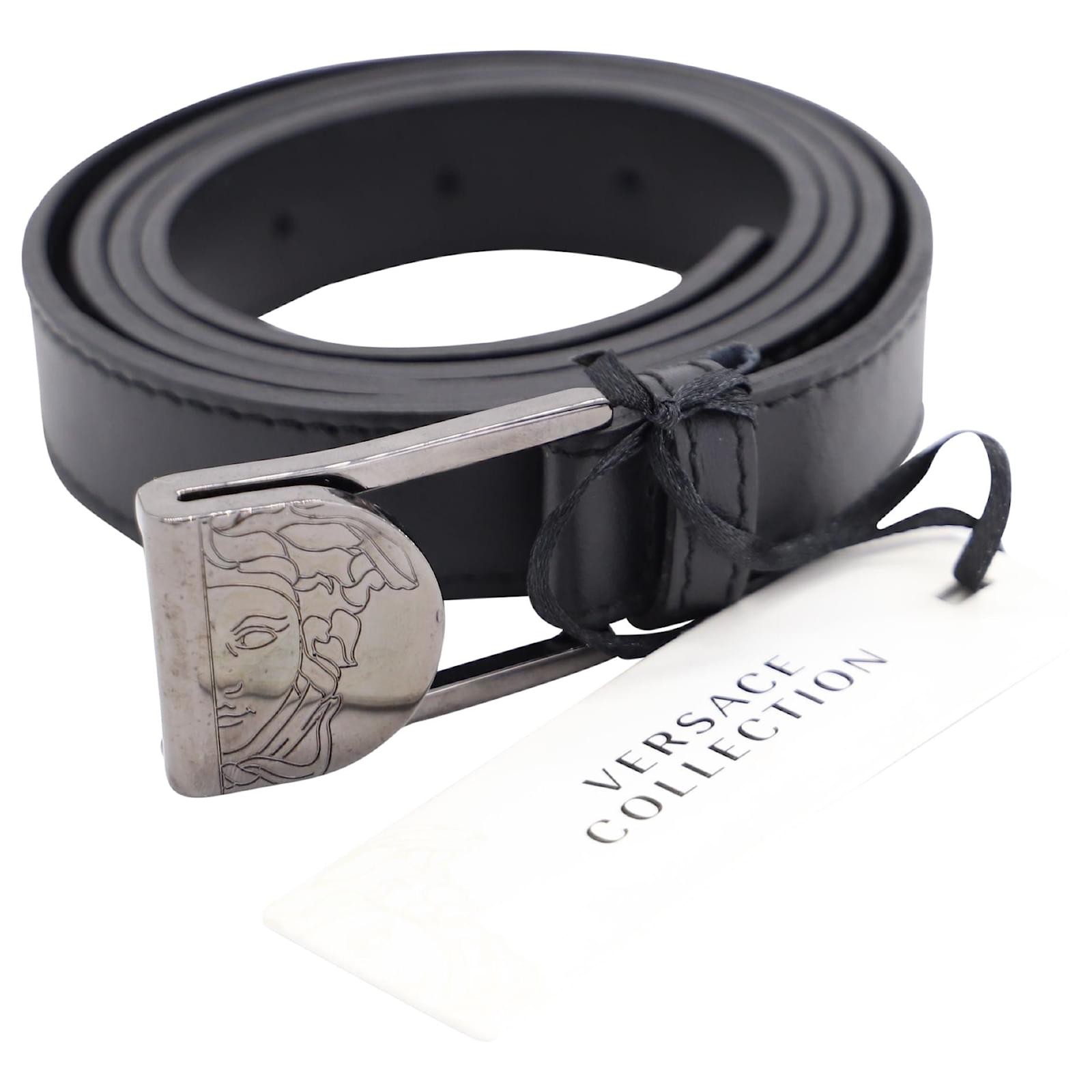 Cinturón con logotipo de Medusa de Versace en cuero negro ref.571636 ...