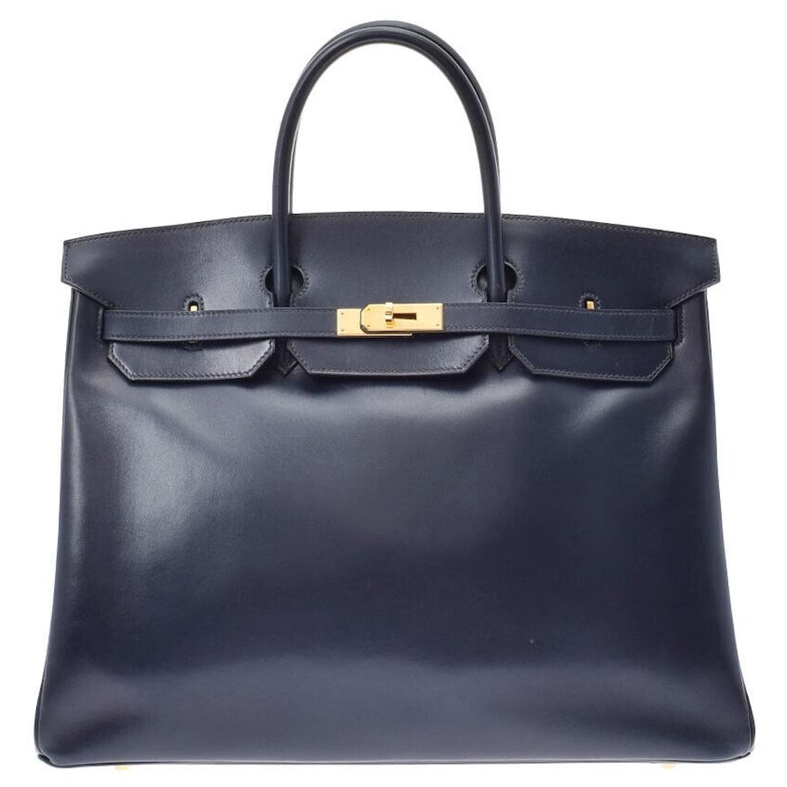 Hermès HERMES BIRKIN 35 Azul marino Cuero ref.574334 - Joli Closet